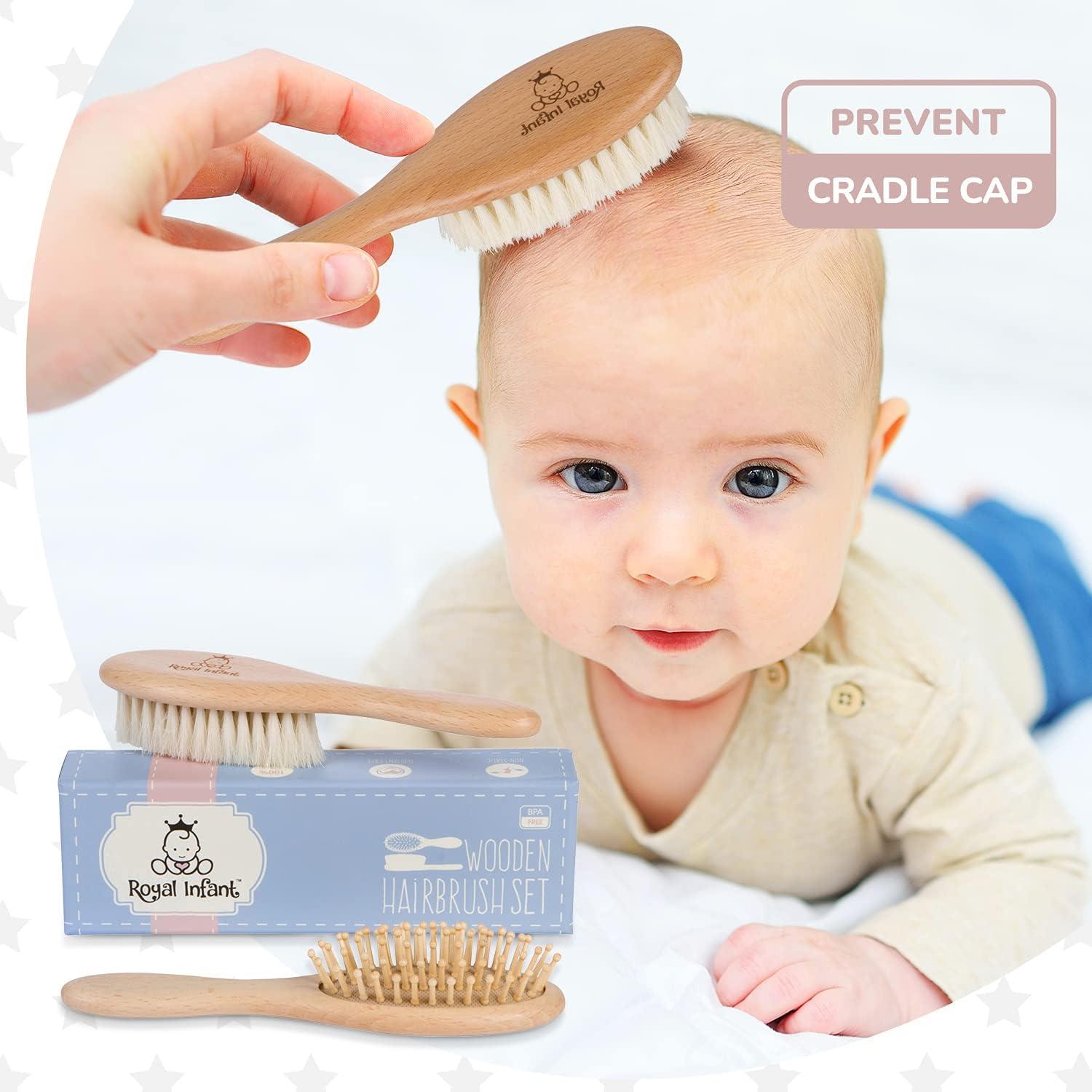 Royal Infant Wooden Baby Brush Set - Natural Soft Bristles with Comfort ...