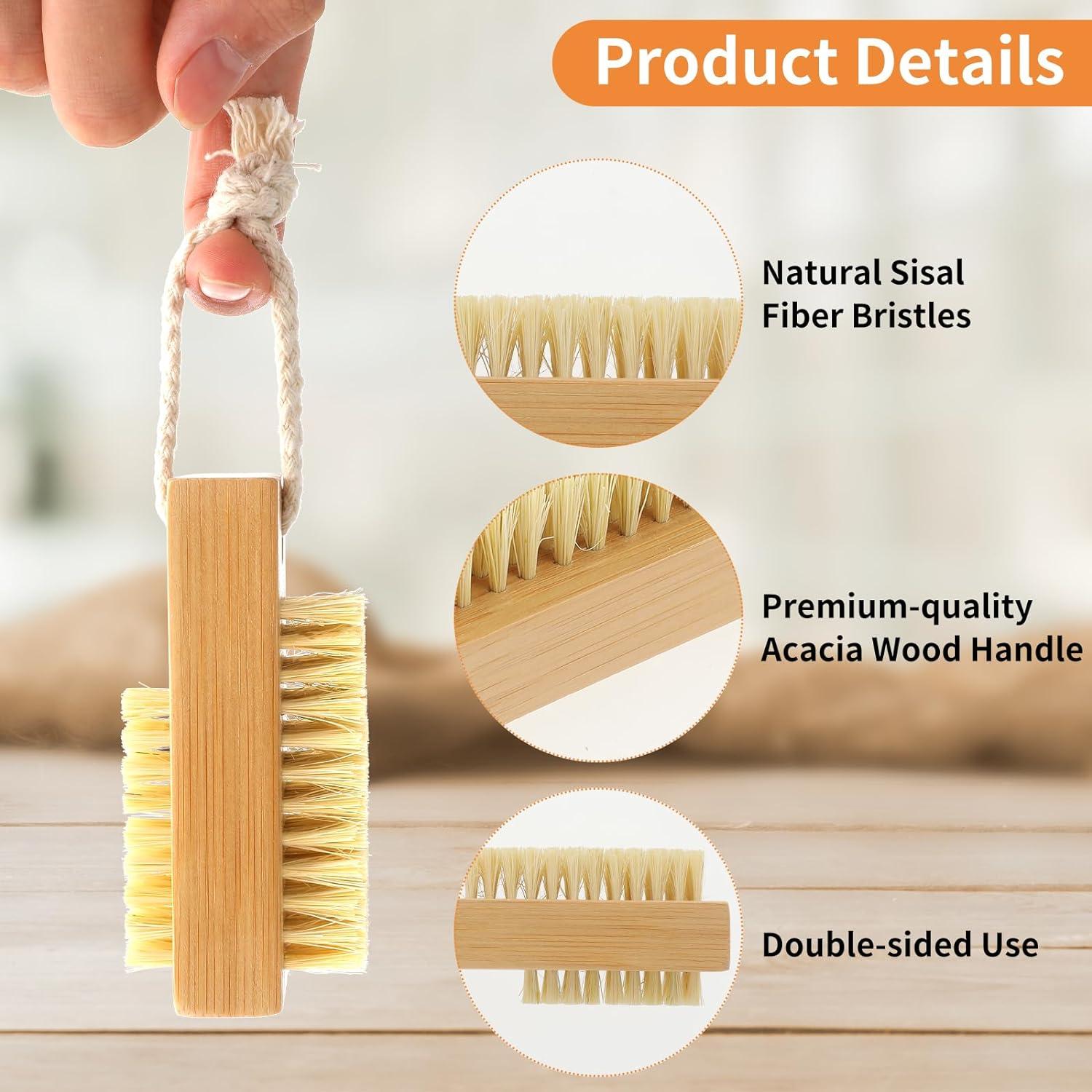 Amaxiu Wooden Nail Brush 2PCS - Double Sided Scrub Brush for Fingernail ...