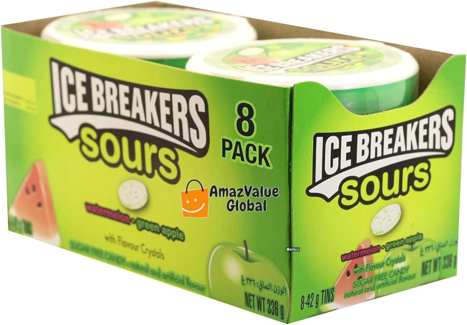 Ice Breakers Sours Sugar Free Mints Sour Sweets Watermelon and Green ...