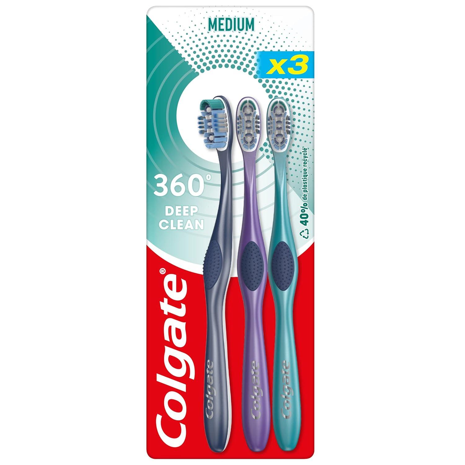 Buy COLGATE 360 Deep Clean Medium Toothbrush - Removes Bacteria ...