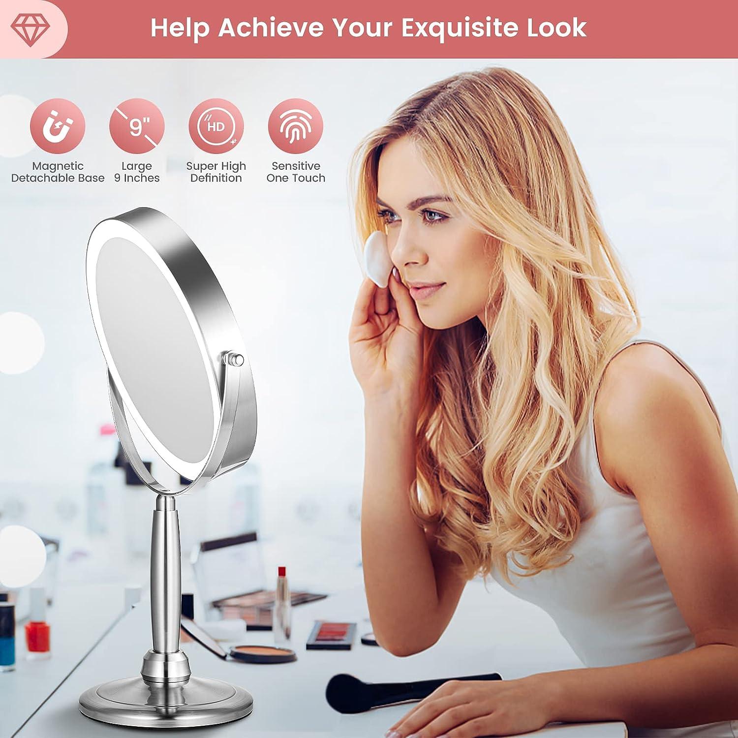 Mirrormore 9 Large Lighted Makeup Mirror | 3 Color LED Dimmable ...