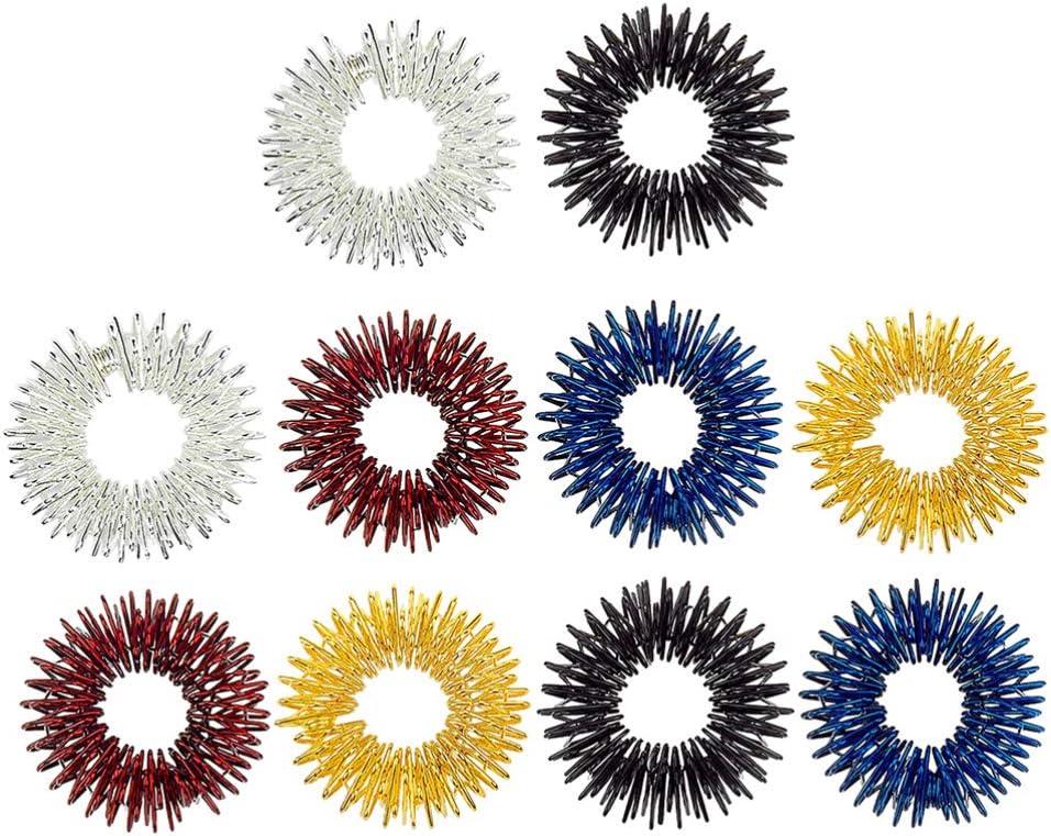 Vosarea Fidget Ring Set - 10 Spiked Acupressure Finger Rings for ...