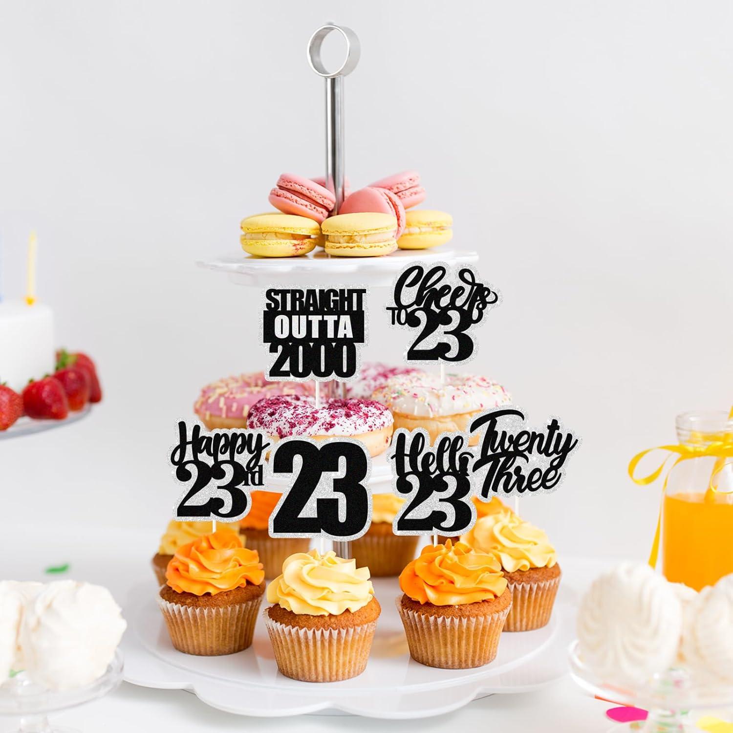 Happy 23rd Cupcake Topper 18pcs Straight Outta 2000 Cheer to 23 Years ...