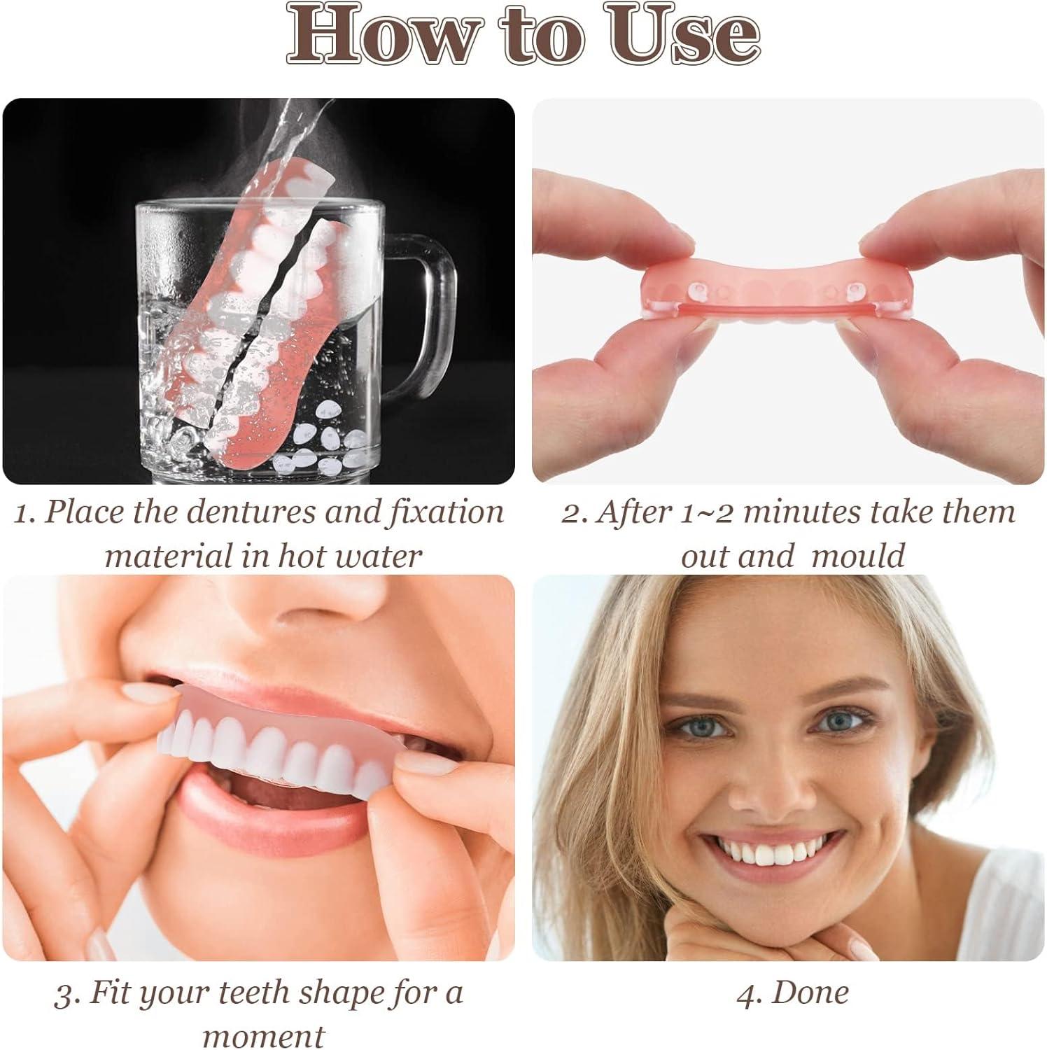 Flipped Warmth 2 Pairs Temporary Dentures Dental Prosthesis Fake Tooth ...