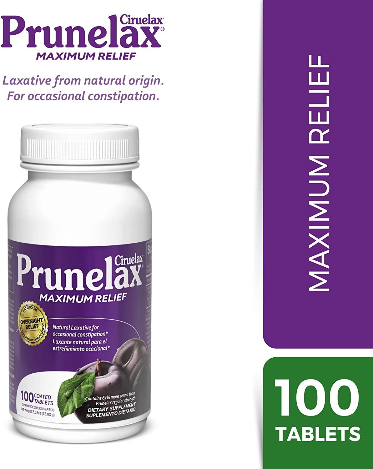 Prunelax Ciruelax Maximum Relief 100 Tablets - Natural Laxative for ...