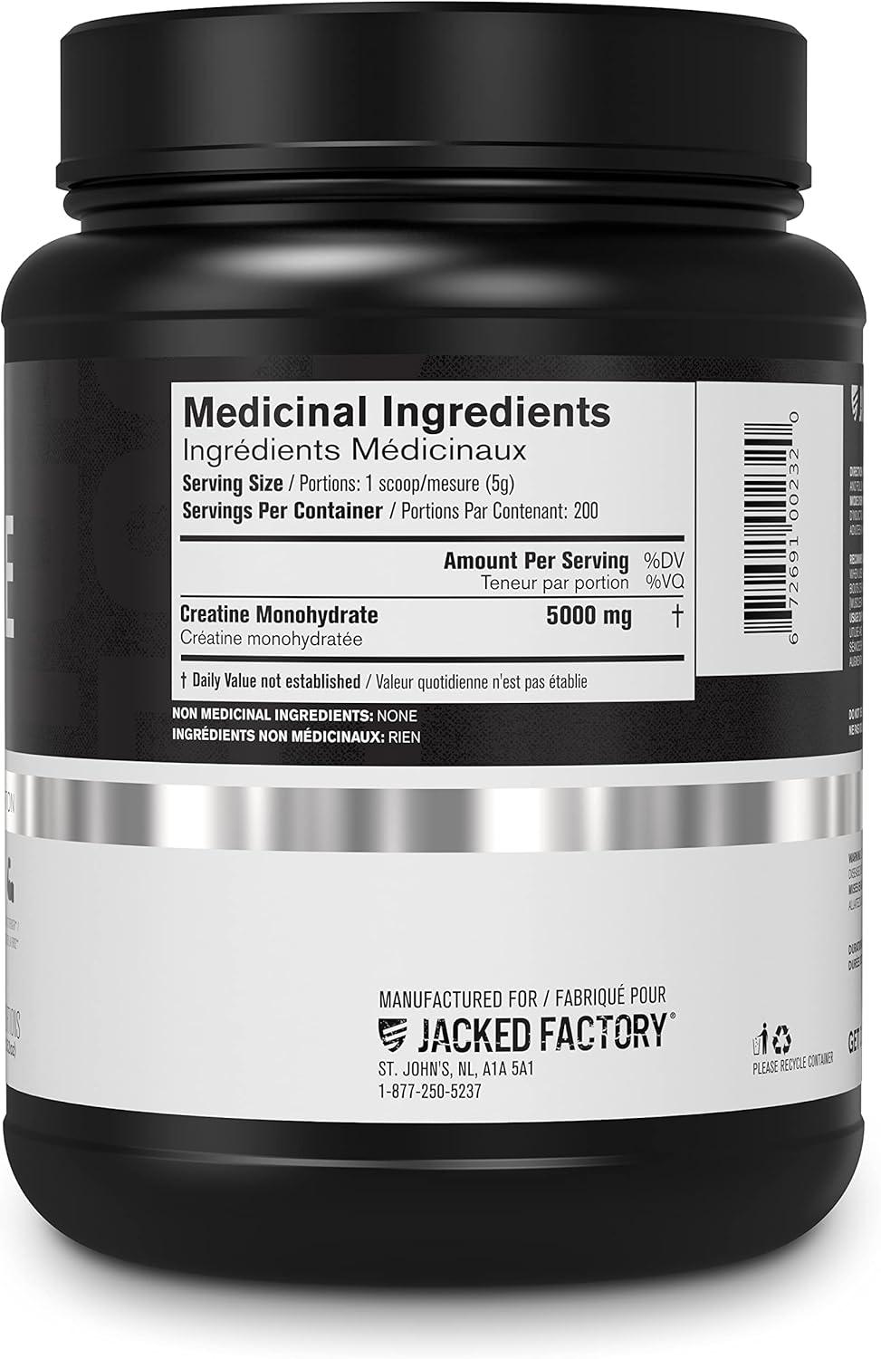 Jacked Factory Creatine Monohydrate Powder 1000g - Creatine Supplement ...