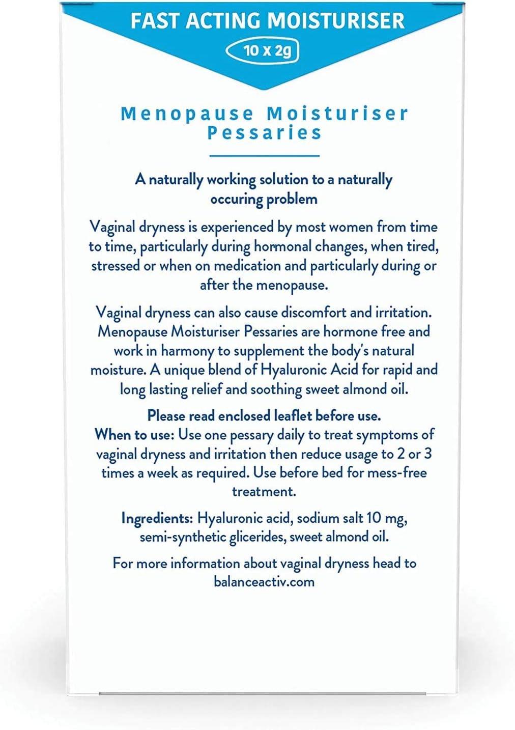 Balance Activ Moisture Pessaries - Vaginal Moisturiser for Fast, Long ...