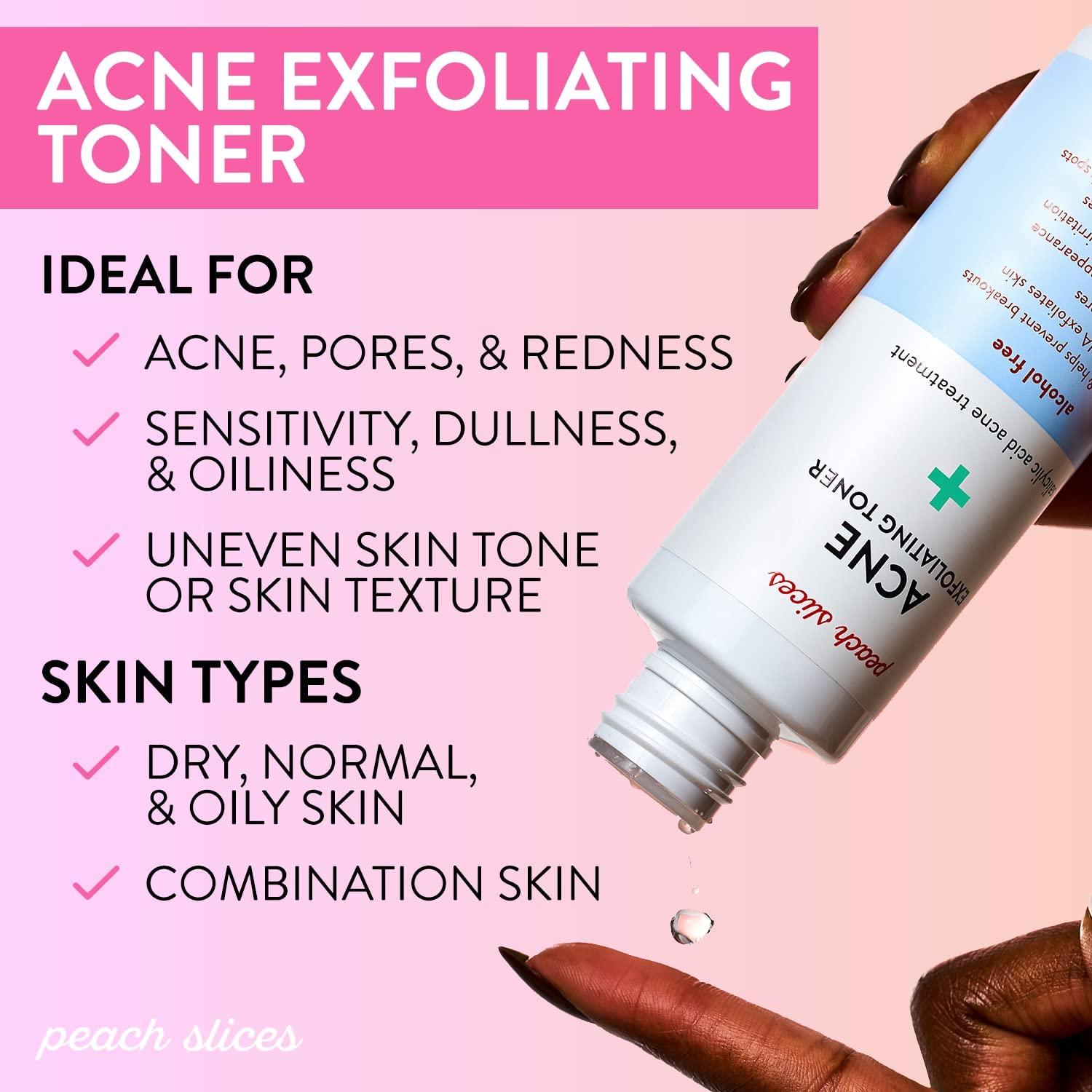 Peach Slices Acne Exfoliating Toner - 2% Salicylic Acid, AHA+BHA ...