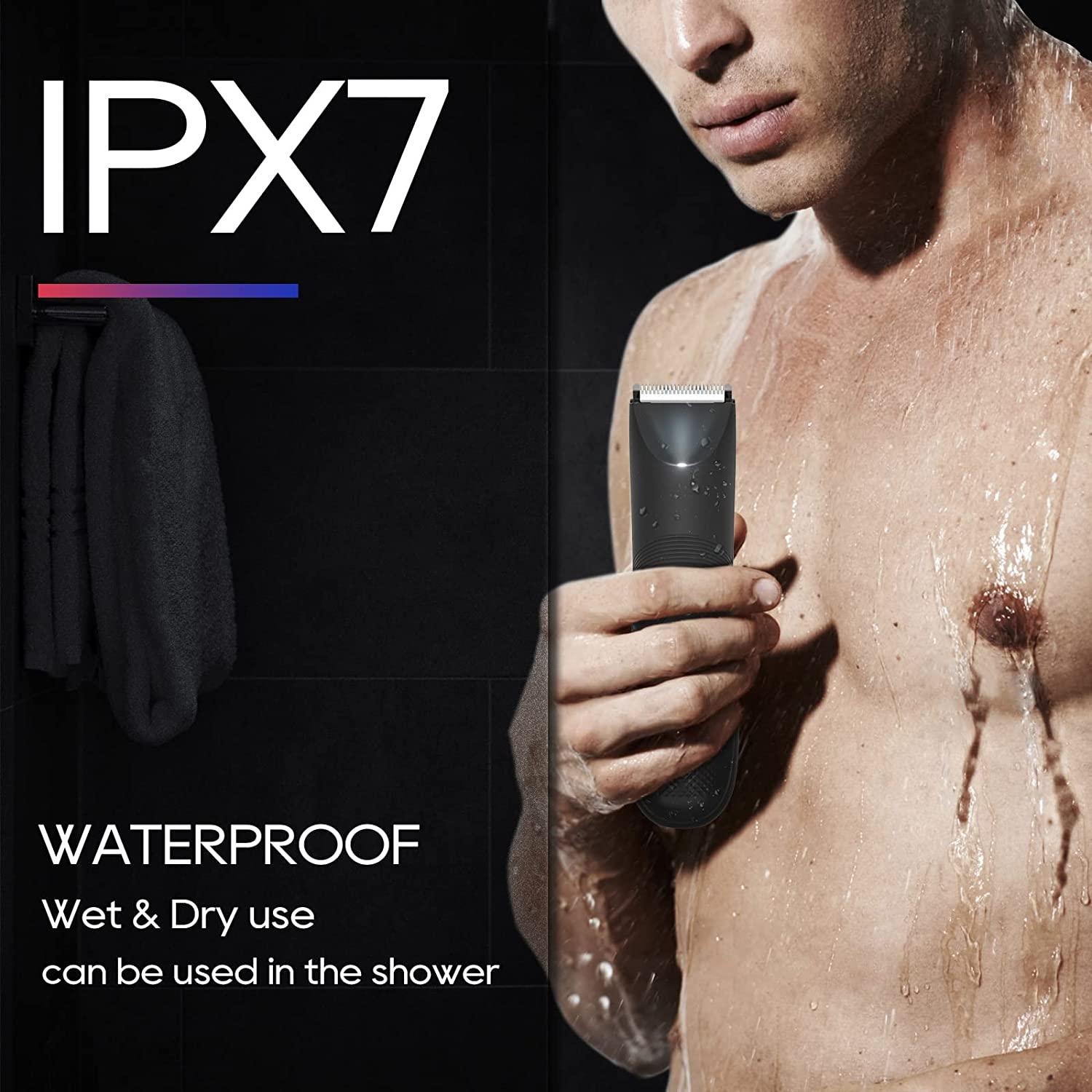 FLOVES Electric Body Hair Trimmer for Men - Pubic Groin Balls Trimmer | LED Light, Rechargeable ...