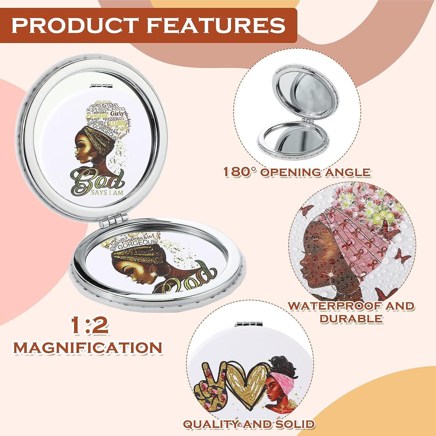 Fumete 4 Pcs African Women Compact Mirror Set - Double Sided Folding ...