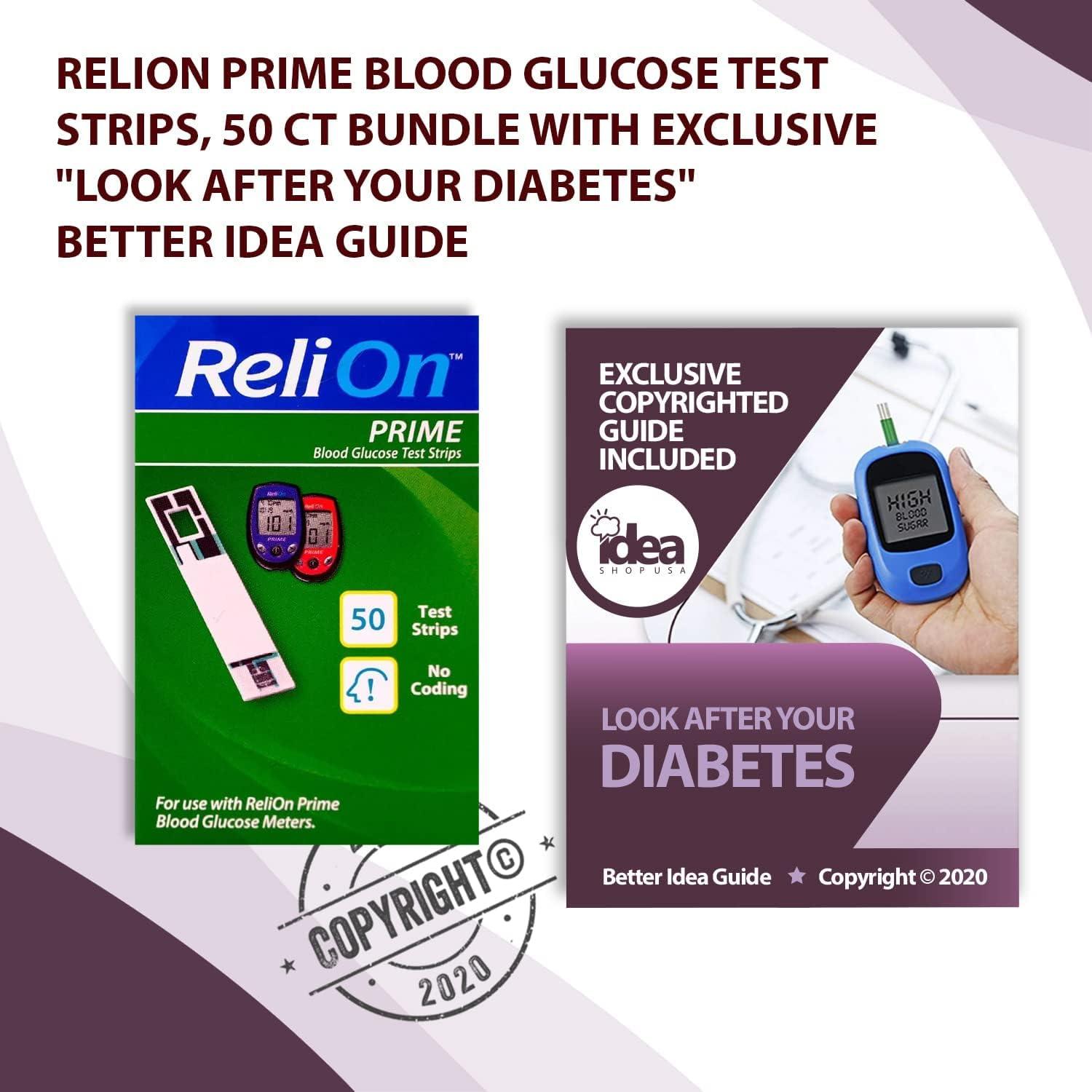 ReliOn Prime Blood Glucose Test Strips 50 Ct Bundle + Exclusive ...