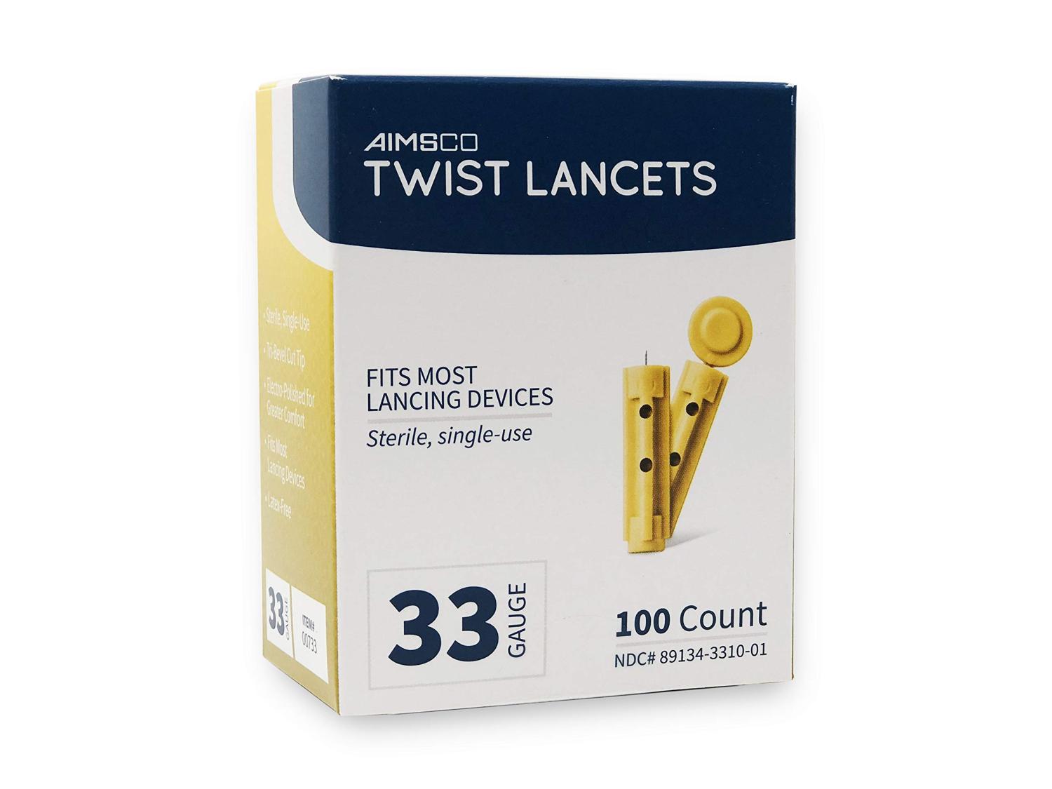 AIMSCO 33 Gauge Twist Lancet - 100 Count | Ultra-Fine Needle for Smooth Blood Sampling | Buy Now ...