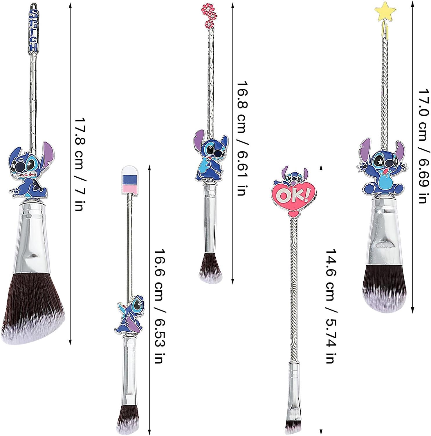 5 Pcs Stitch Makeup Brush Set - Portable Kawaii Cosmetic Brushes for ...