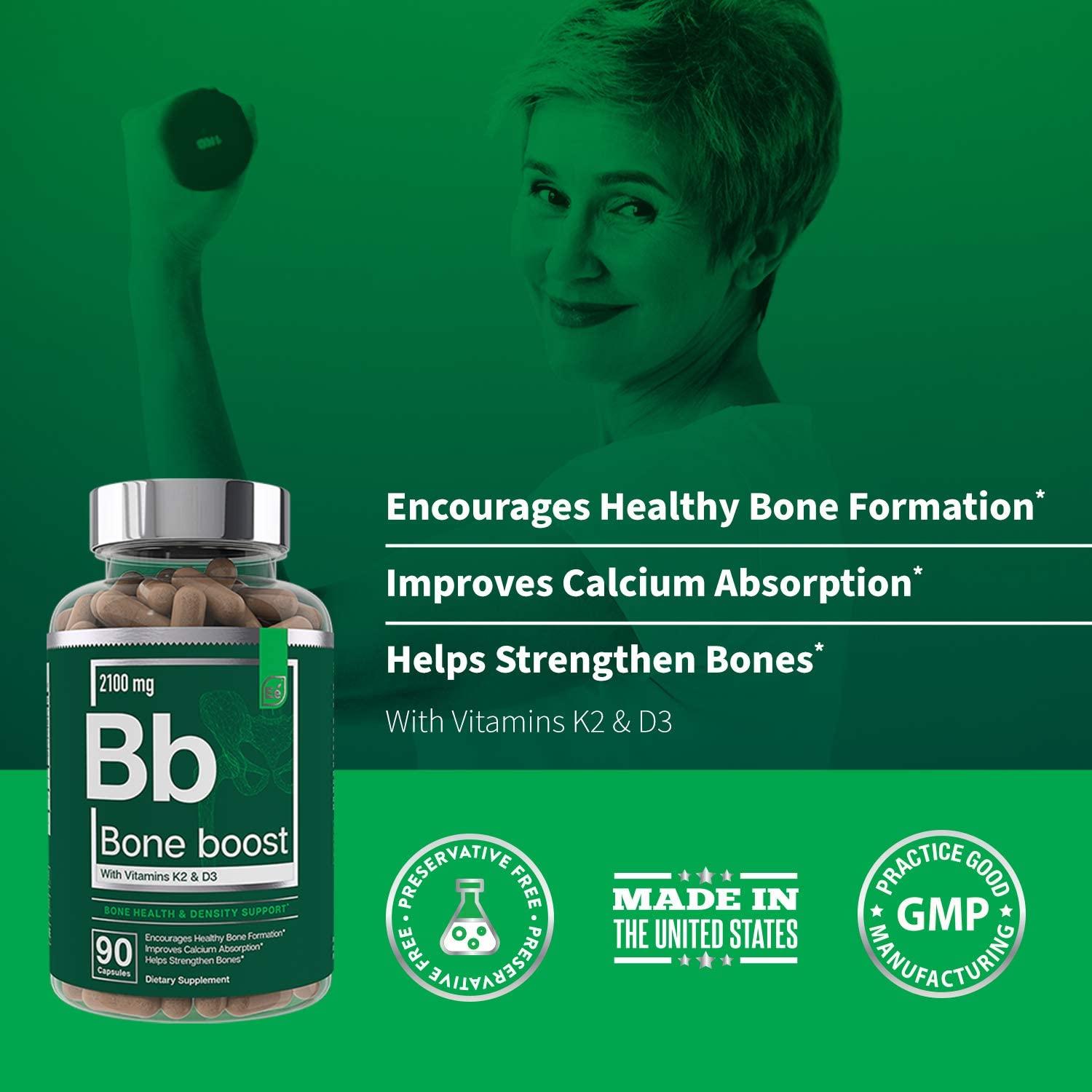 Bone Boost Bone Health Supplement - Calcium, Vitamin D3, K2, Cissus ...