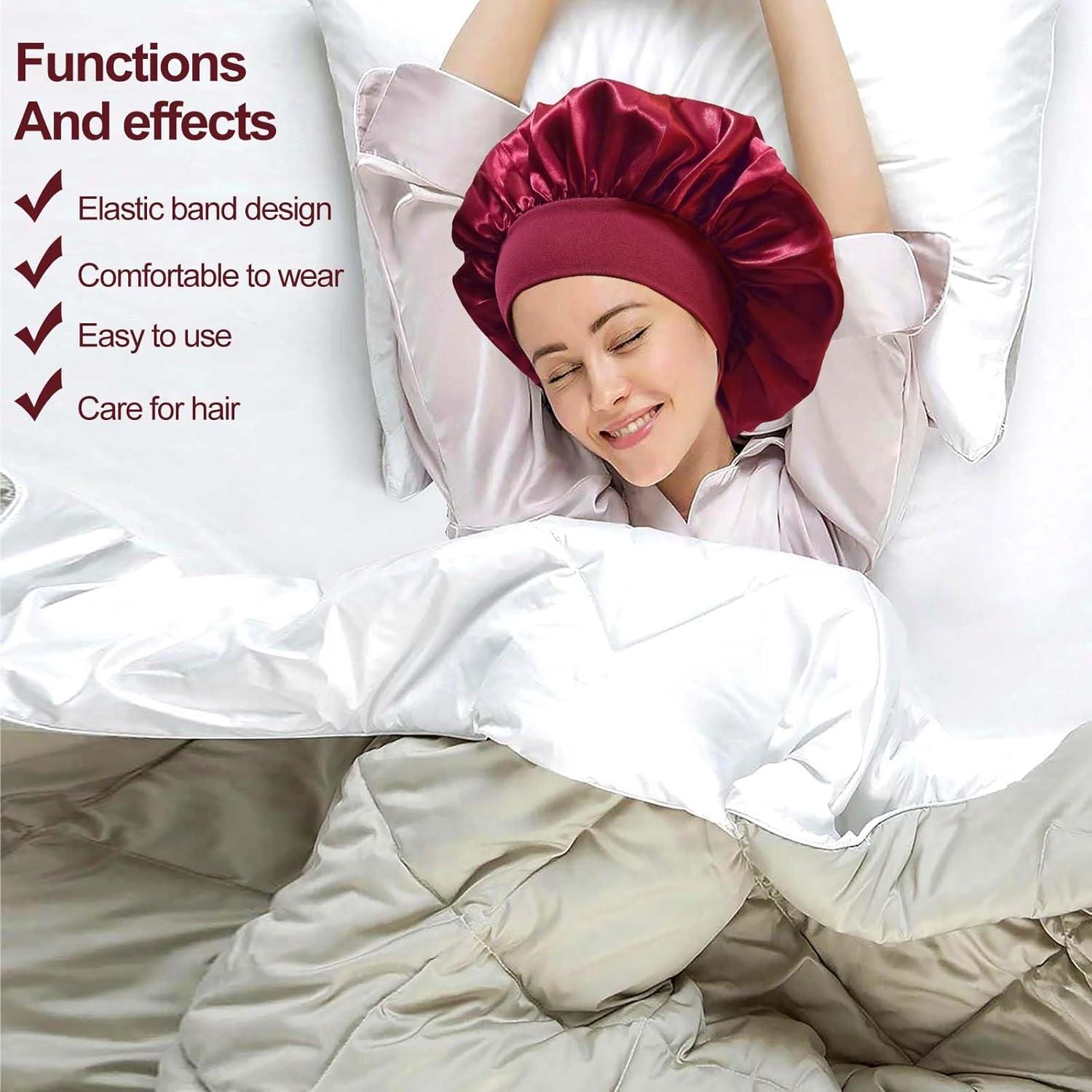 Redamancy Silk Sleeping Hood Bonnet - 3-Piece Satin Hair Hood Set for ...