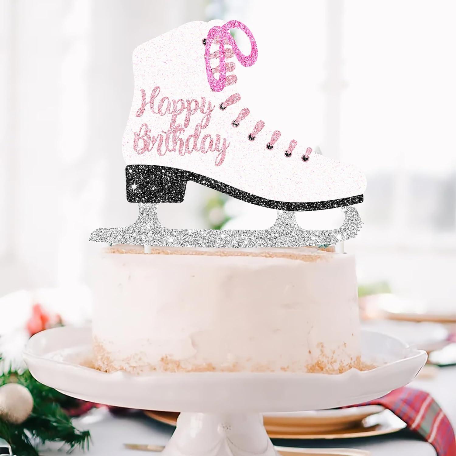 umoni Ice Skating Cake Topper Glitter Ice Skating Lover Birthday Cake ...