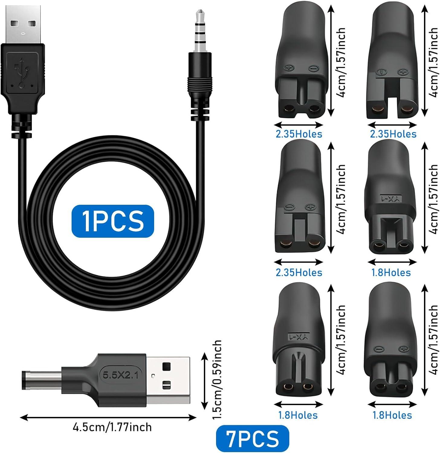 7Pcs USB Shaver Charger Kit for Philips Whal Kemei Babybliss ...