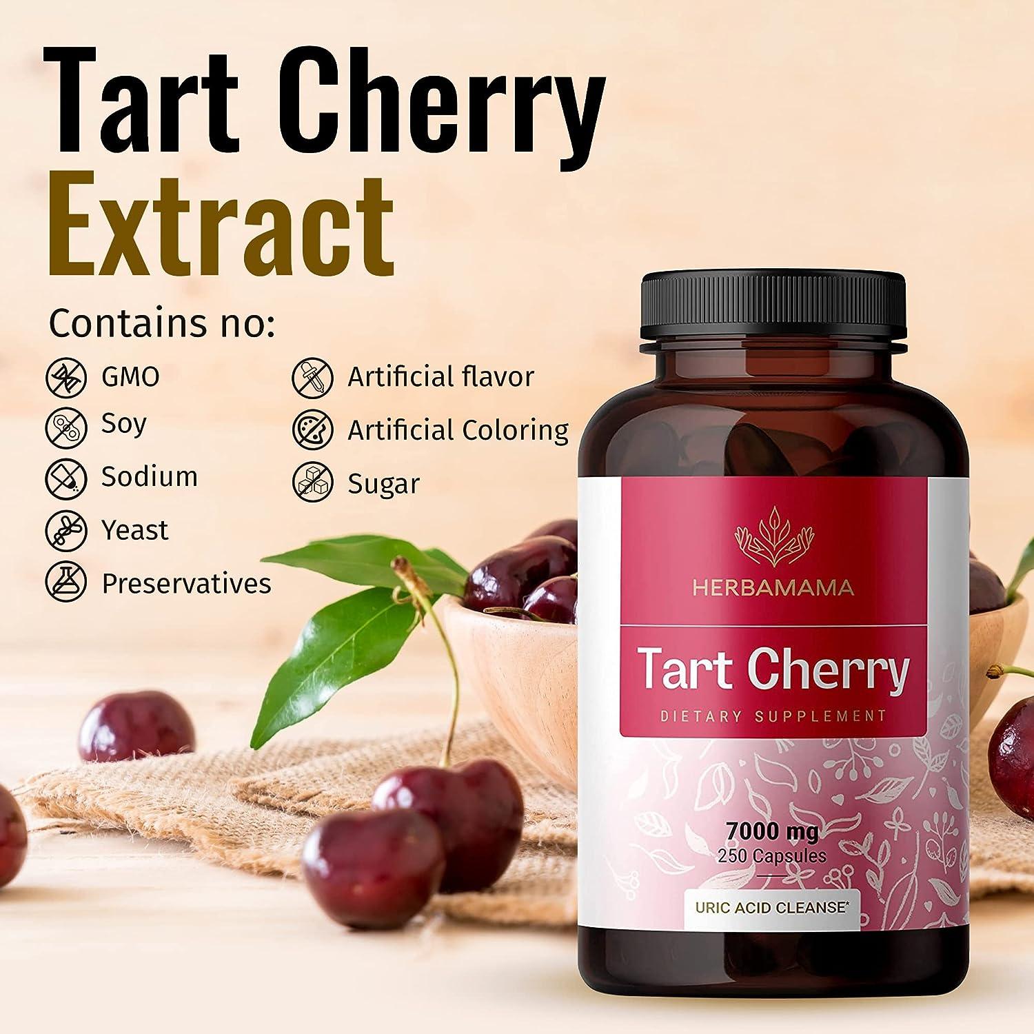 HERBAMAMA Tart Cherry Extract Capsules - Nutritional Non-GMO Supplement ...