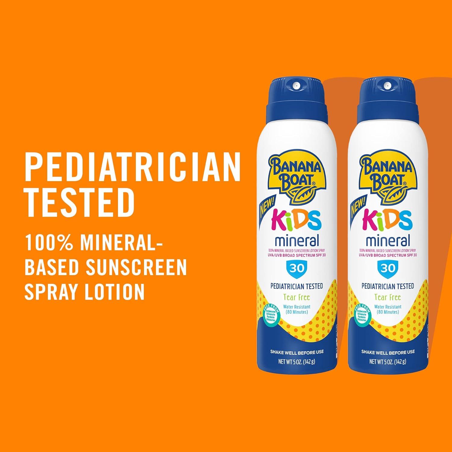 Banana Boat Kids Mineral Sunscreen Spray SPF 30, 5 Fl Oz - Pack of 2 ...