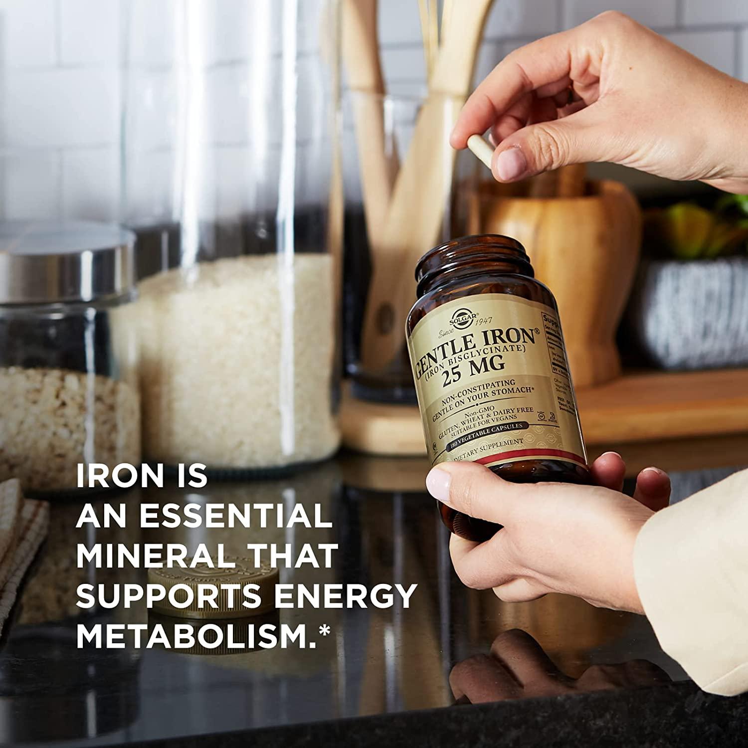 Solgar Gentle Iron 25 mg - 90 Vegan Capsules for Optimal Iron Support ...