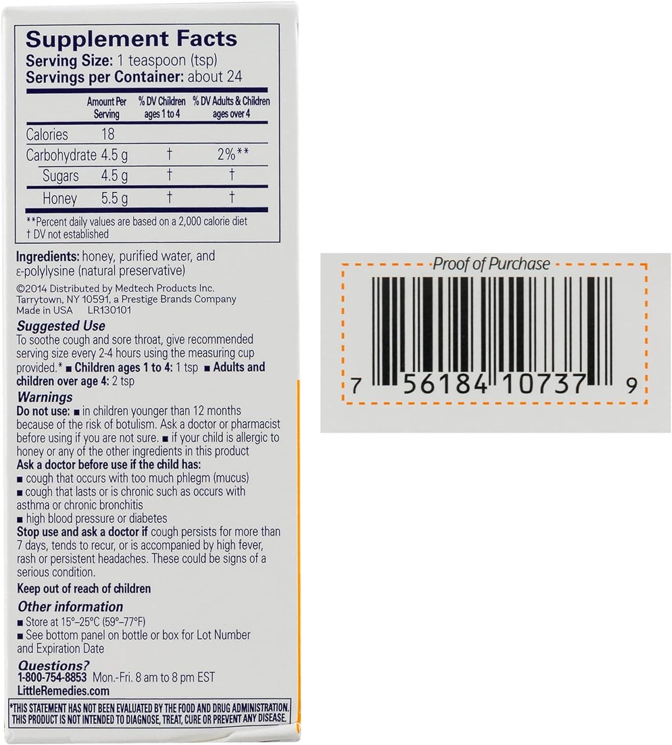 Little Remedies Honey Cough Syrup 4 fl oz - 100% Natural, Ages 12 ...
