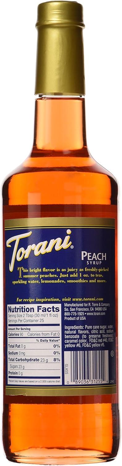 Torani Peach Flavor Syrup 750ml & Flavored Flavour Syrup Pump for 750ml ...