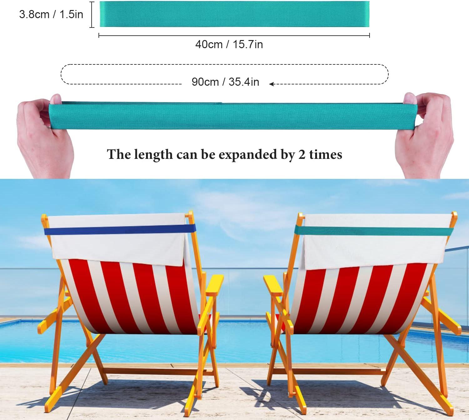 4 Pack Silicone Towel Bands for Beach, Pool, and Cruise Chairs - Blue ...