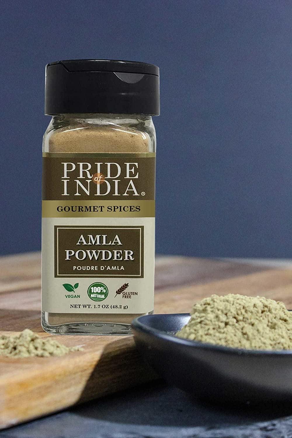 Pride of India Amla Powder 8 oz. Medium Dual Sifter Jar - Antioxidant ...