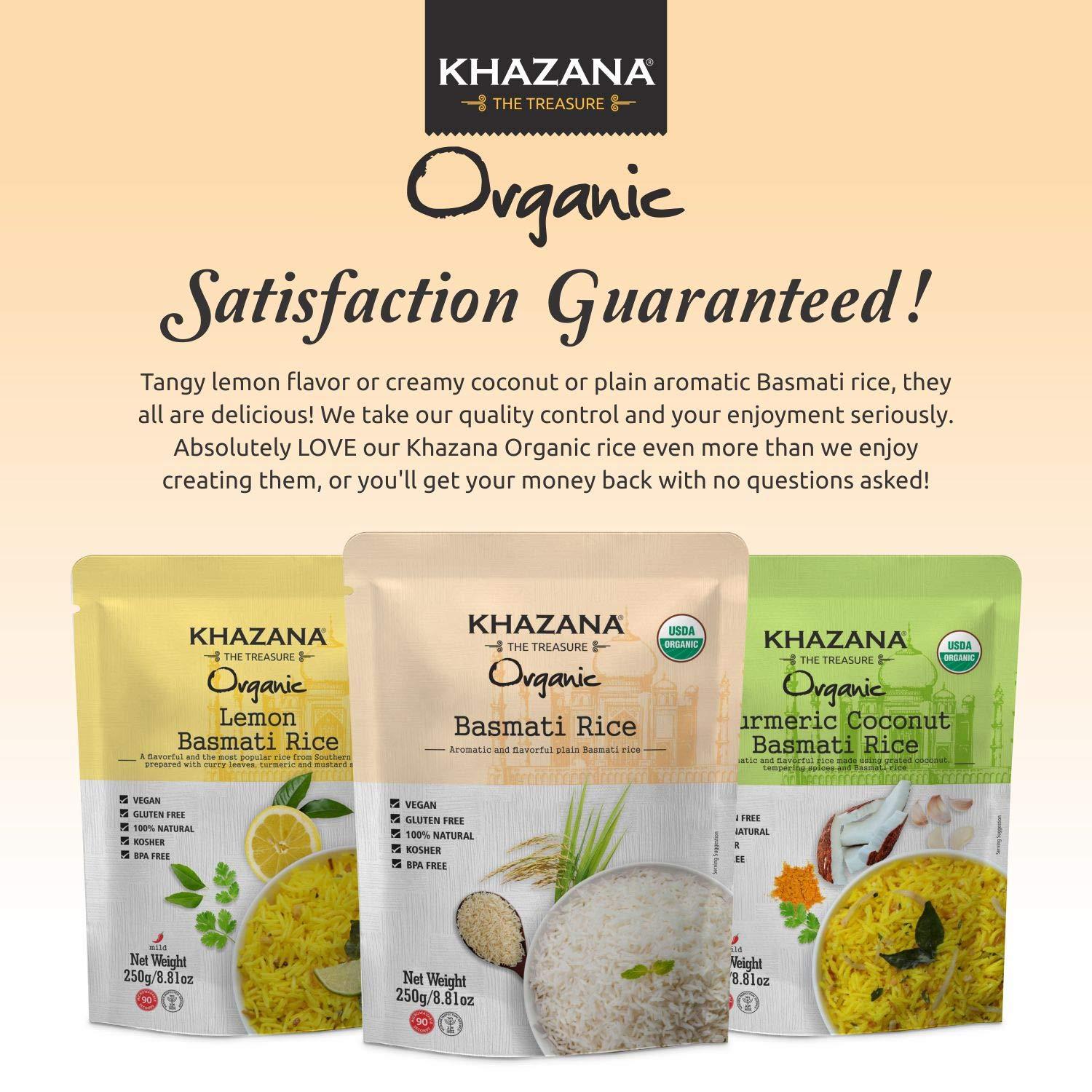 Khazana ORGANIC Ready To Heat Basmati Rice (6-Pack) | 8.8oz Pouches ...