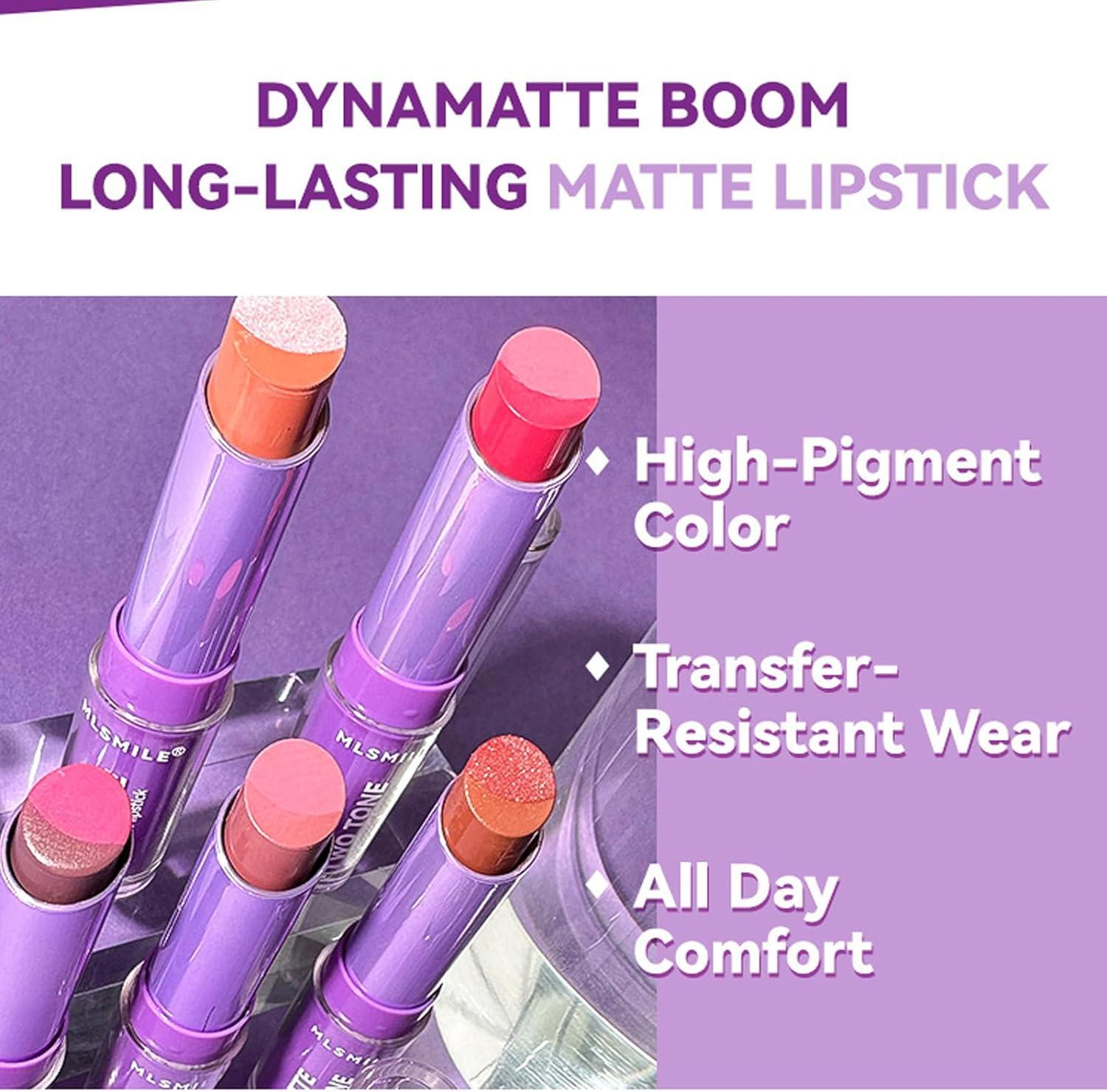 Gireatick 4pcs Two-tone Lipstick set 3 Matte + 1 Glitter Silky Texture ...