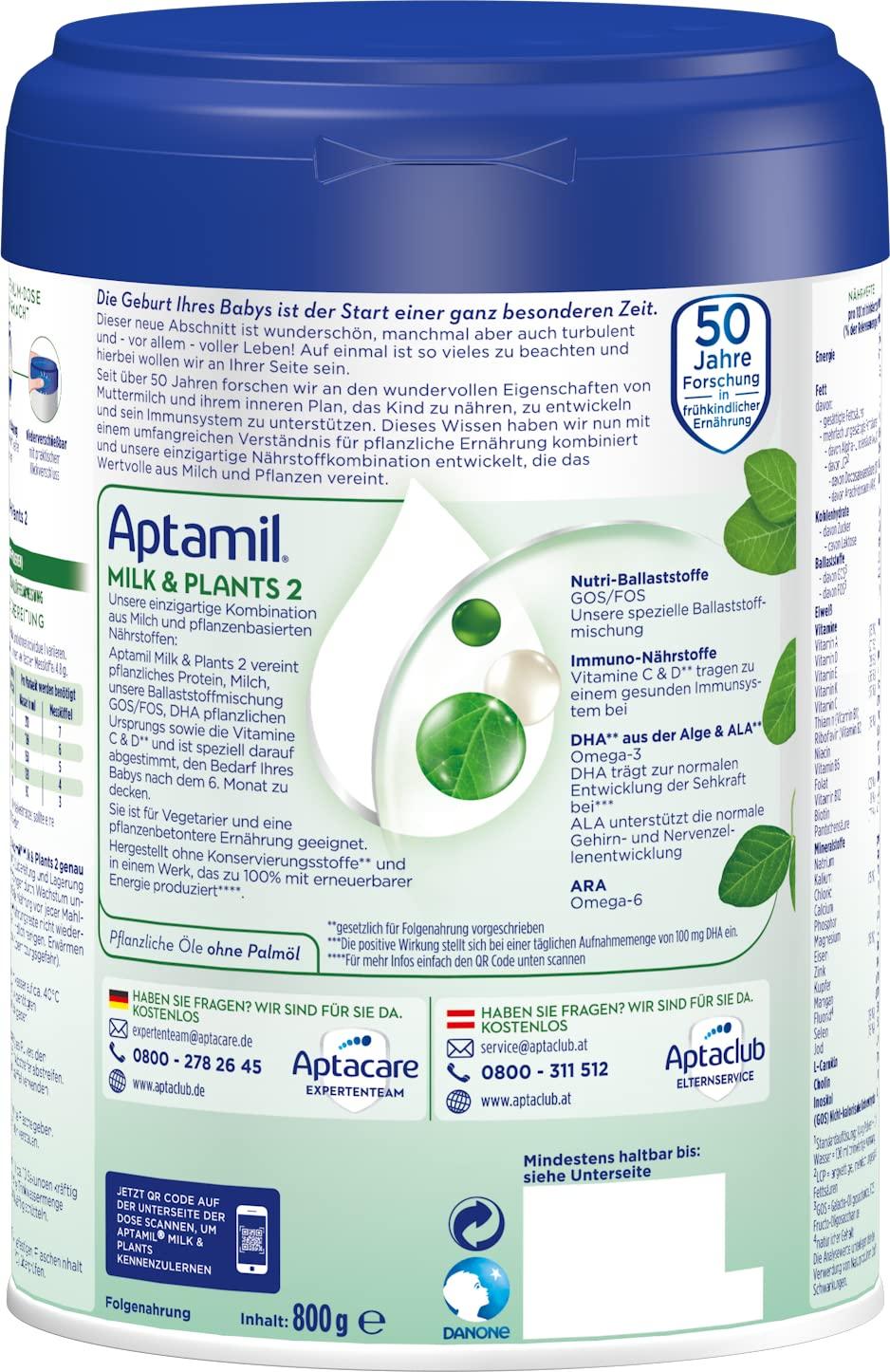 Aptamil Milk & Plants 2 - Follow-On Formula for 6+ Months | Omega 3 DHA ...