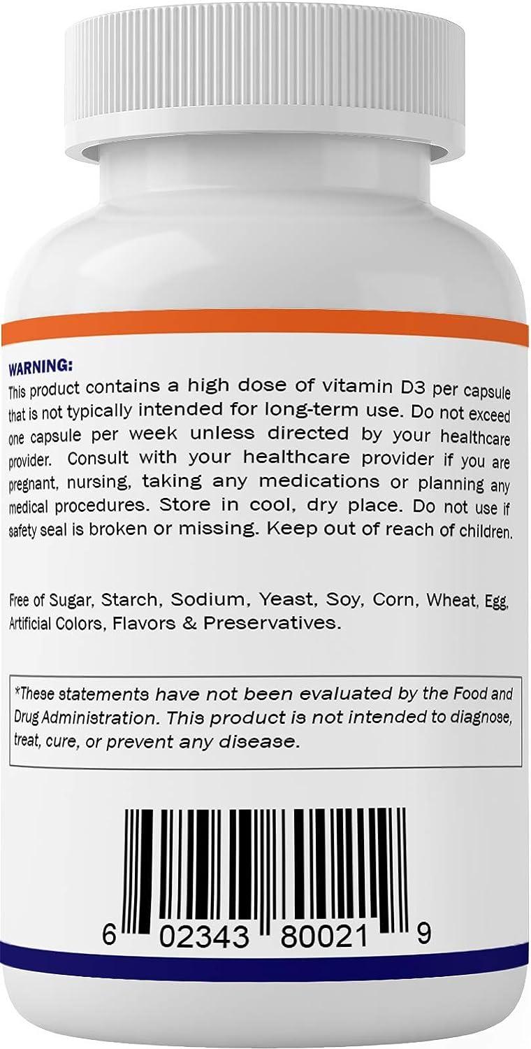 Vitamatic Vitamin D3 50,000 IU Cholecalciferol Supplement - 60 Veggie Capsules, 1 Year Supply ...