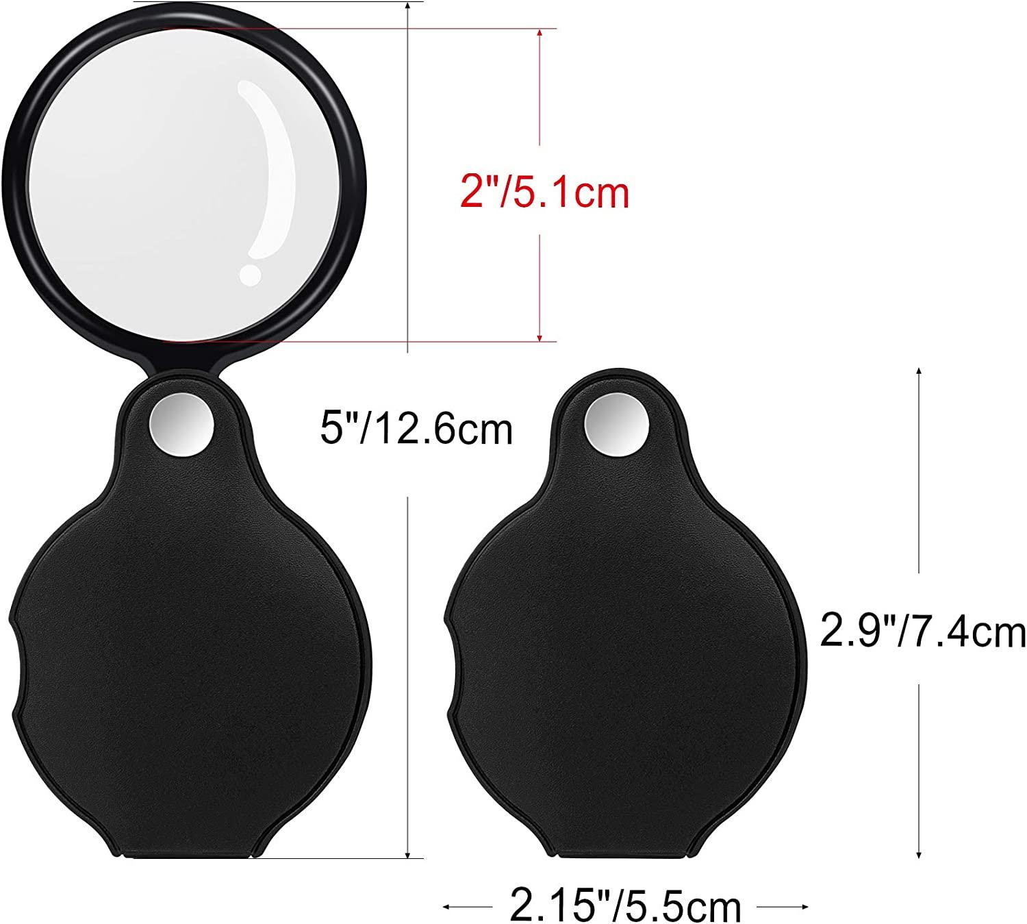 8 Packs 10X Mini Magnifying Glass Folding Pocket Magnifying Glass with ...