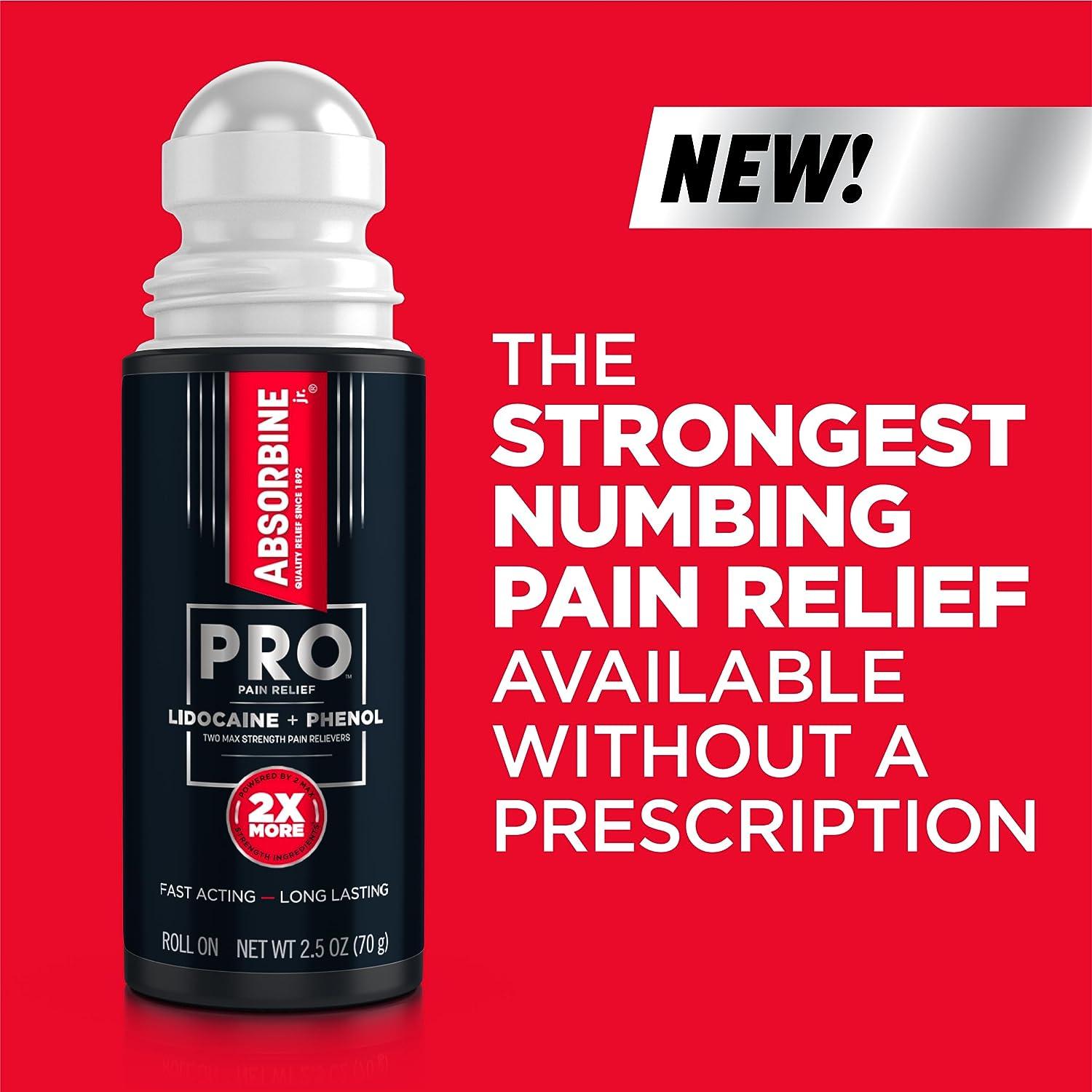 ABSORBINE JR. PRO No-Mess Lidocaine Roll On - Maximum Strength Numbing ...