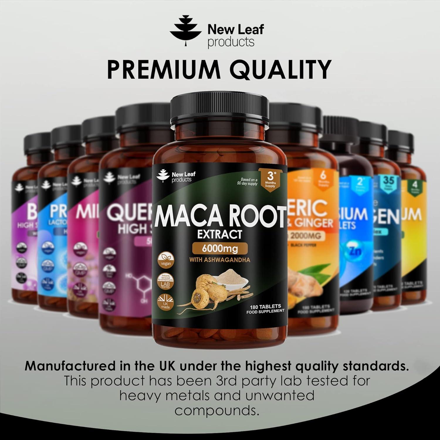 Maca Root 6000mg High Strength with Ashwagandha - 180 Vegan Tablets ...