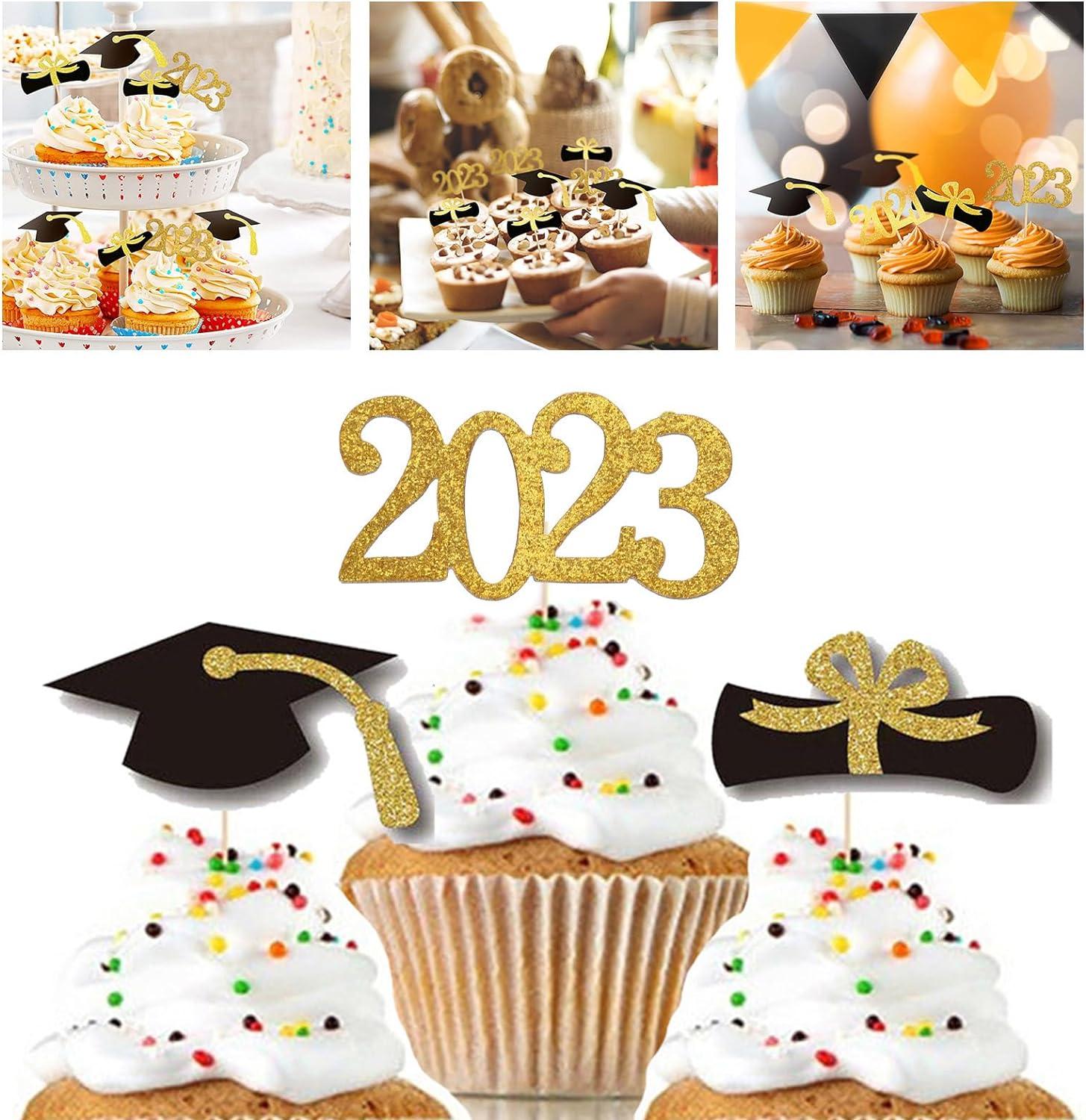 48 Pcs/Set Mini Graduation Cupcake Toppers Birthday Cake Decoration ...