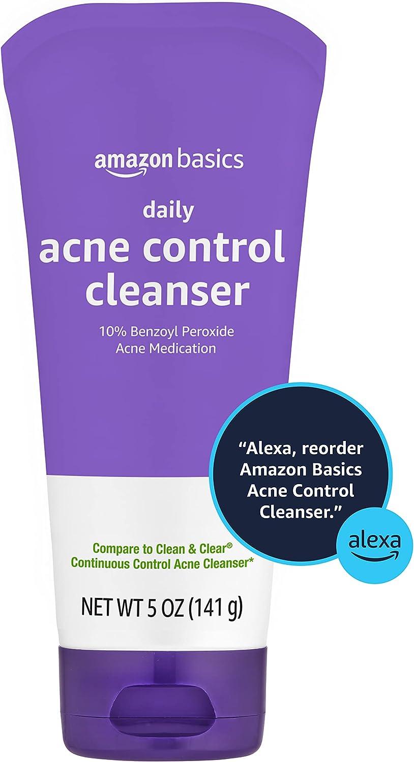 Amazon Basics Daily Acne Control Cleanser - 10% Benzoyl Peroxide, 5 oz ...