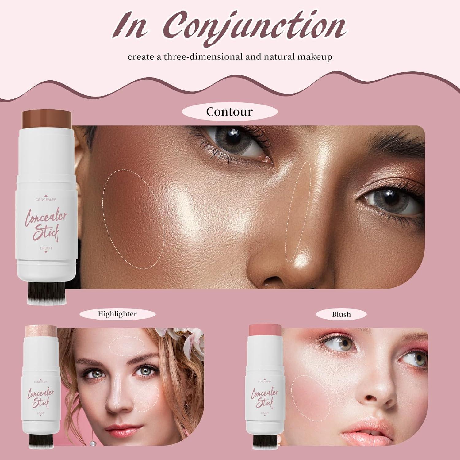 2 in 1 Blush Stick Highlighter Stick Makeup Sticks Double Head ...