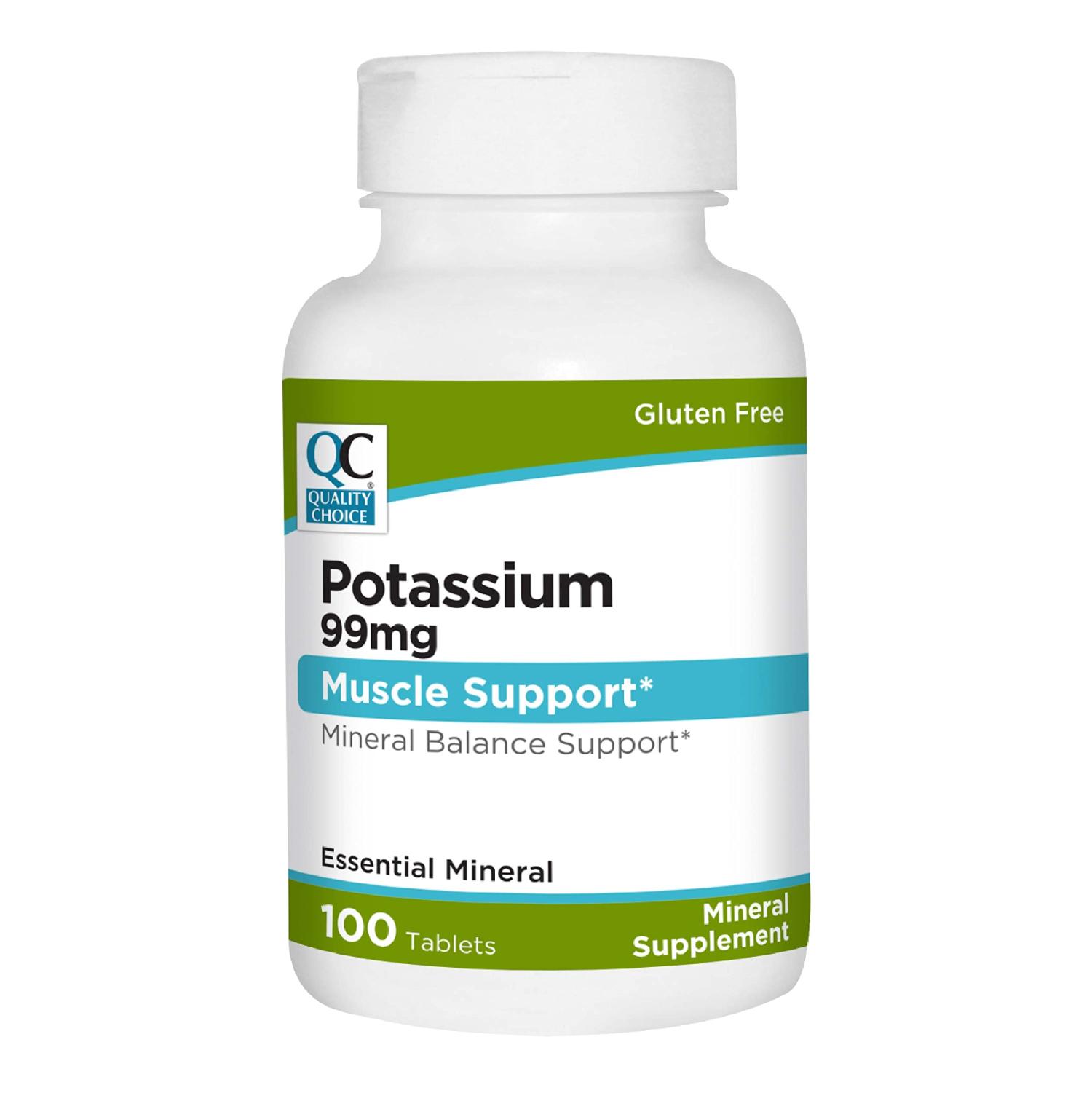 Quality Choice Potassium 99mg Tablets - 100 Count Mineral Supplement ...