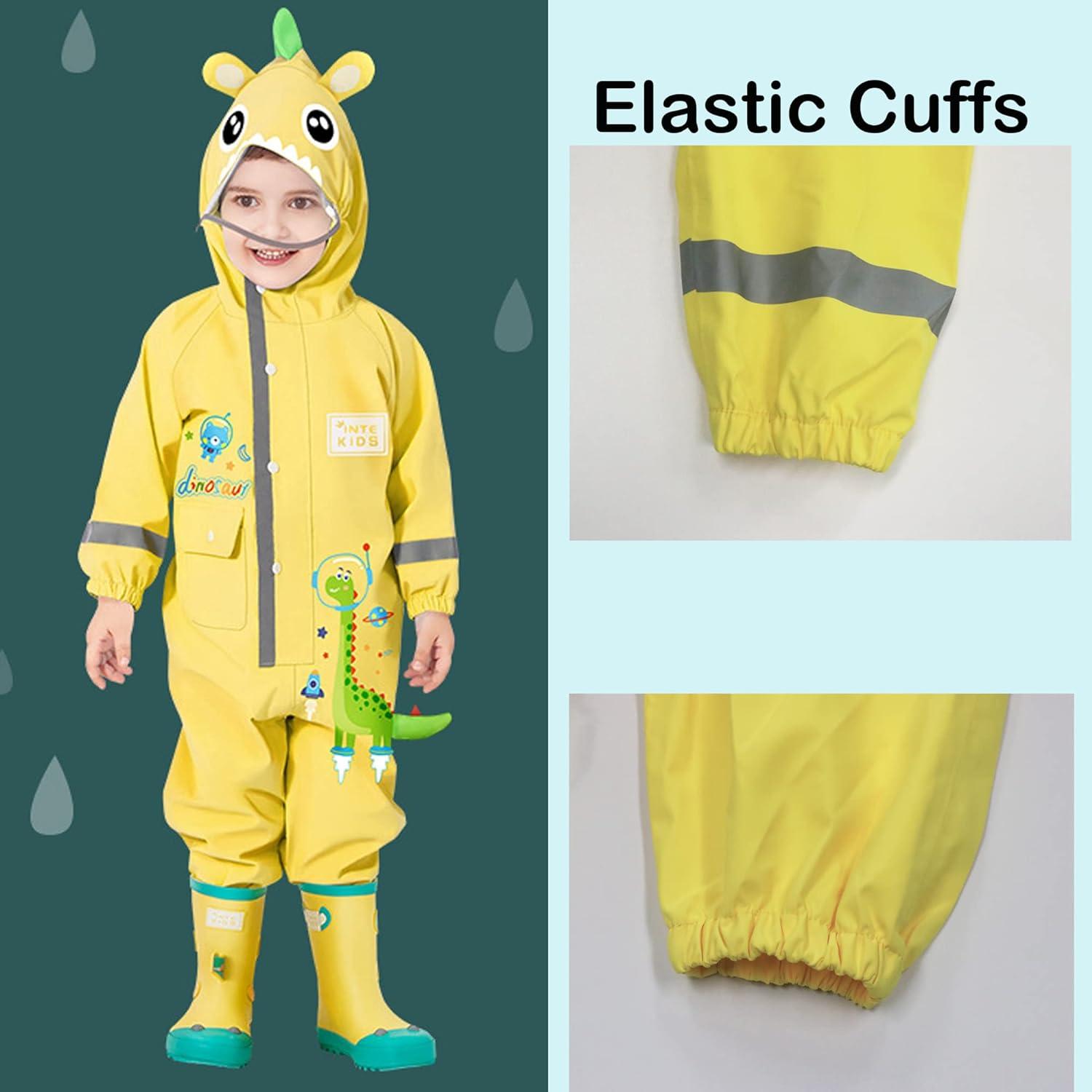 Fewlby Kids XL Puddle Suit Waterproof Overalls | Boys Girls Hooded Raincoat Romper | Toddlers ...