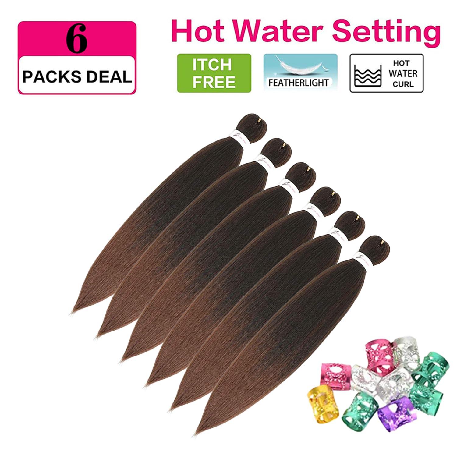 Xusuperb Pre-Stretched Braiding Hair 16 Ombre Extensions - 6 Packs Soft ...