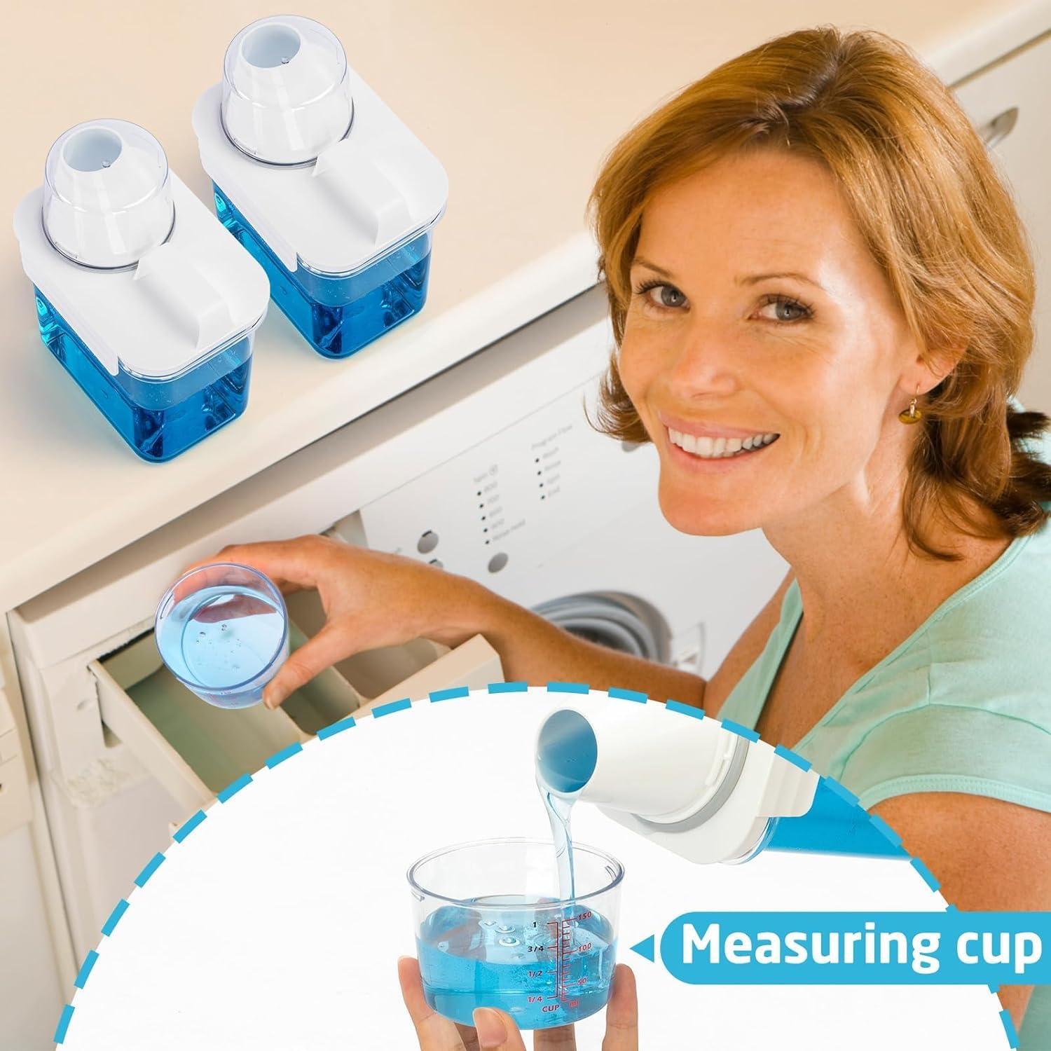 1100ml Airtight Detergent Dispenser with Measuring Cup - Transparent ...