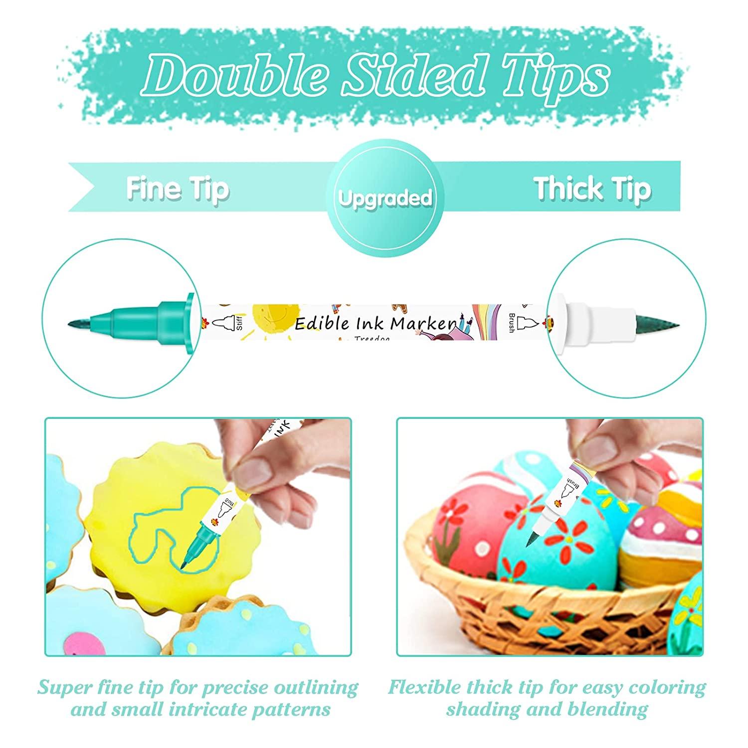 Food Coloring Marker Pens 12Pcs - Dual Sided Edible Markers for Cake ...