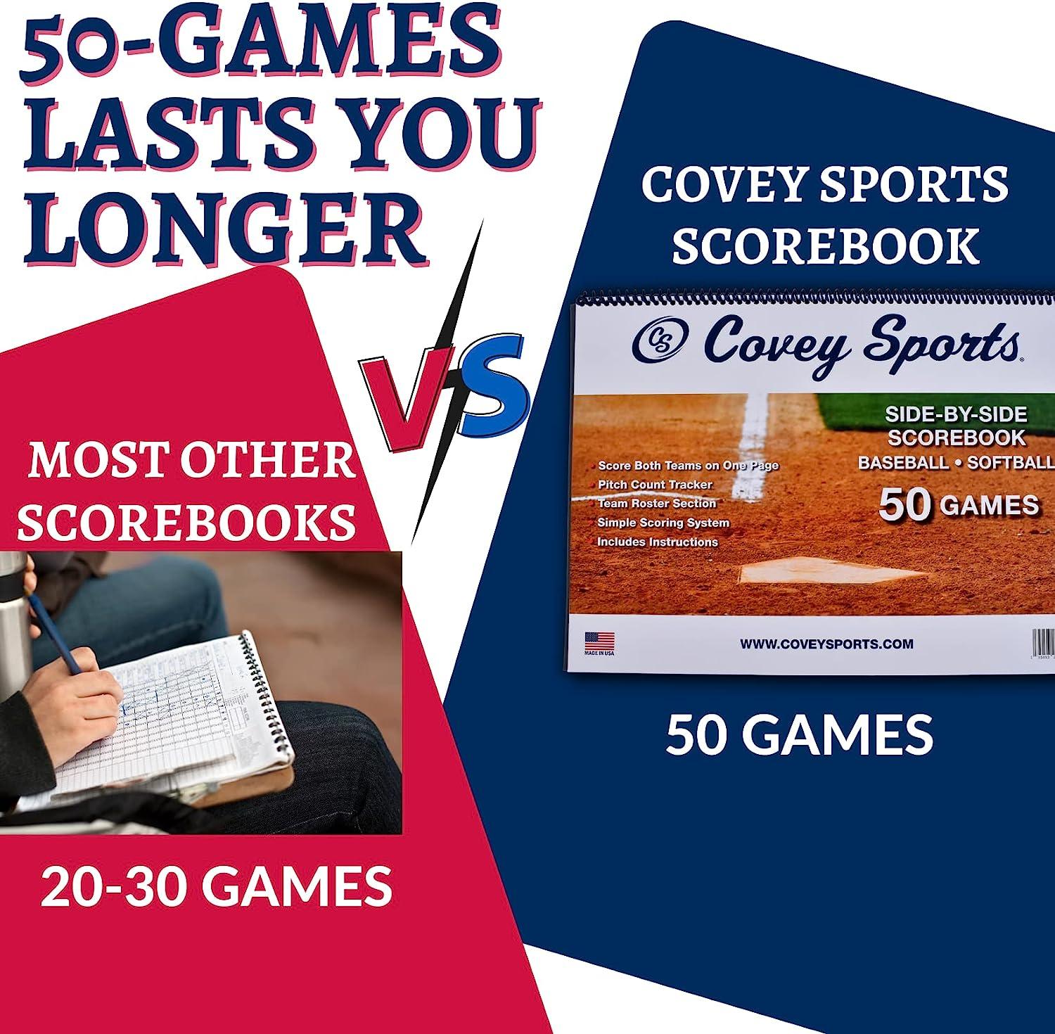 Covey Baseball Softball Scorebook - 50 Games Side by Side Format ...