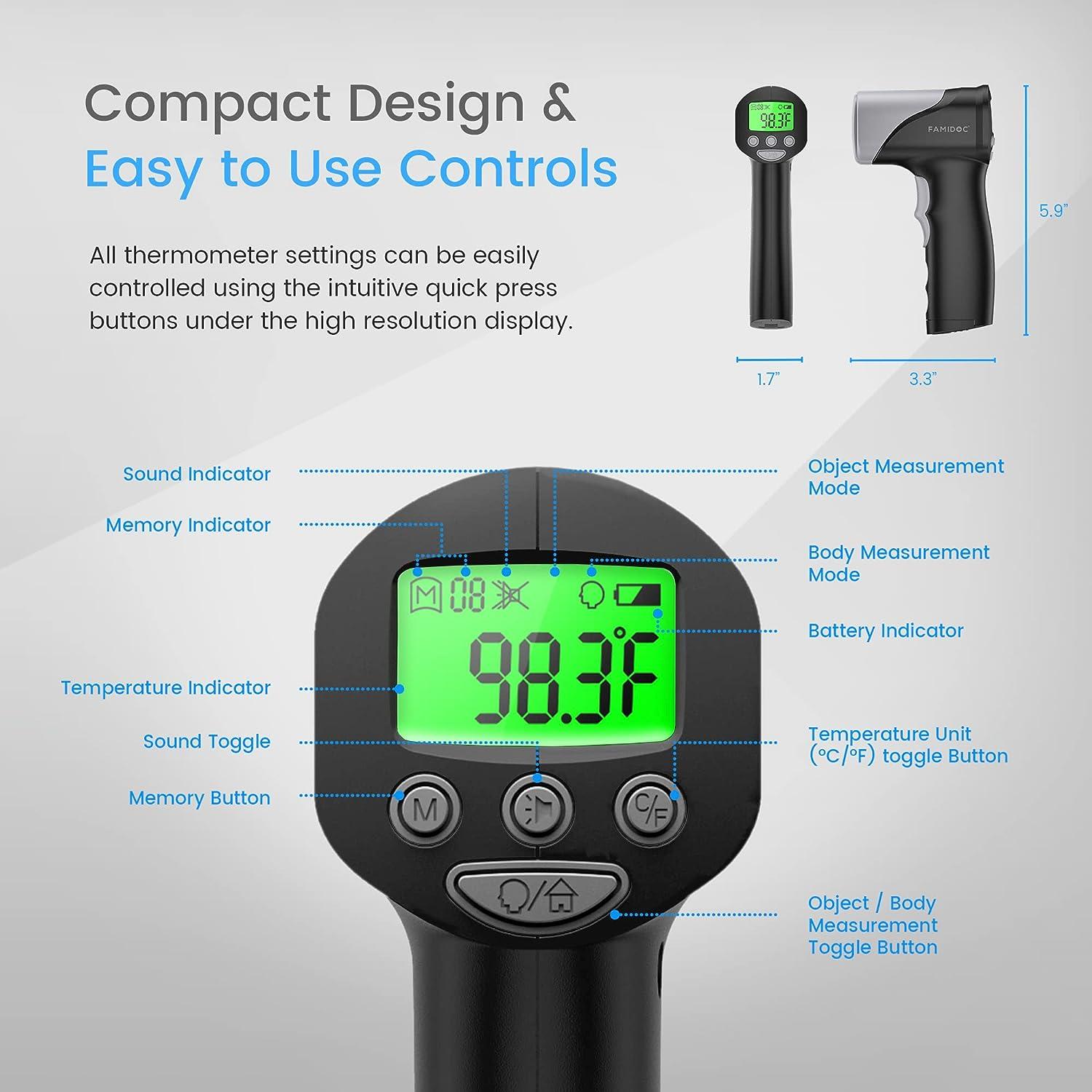 F-Doc Forehead Thermometer v2X Black - Medical Grade Infrared No Touch ...