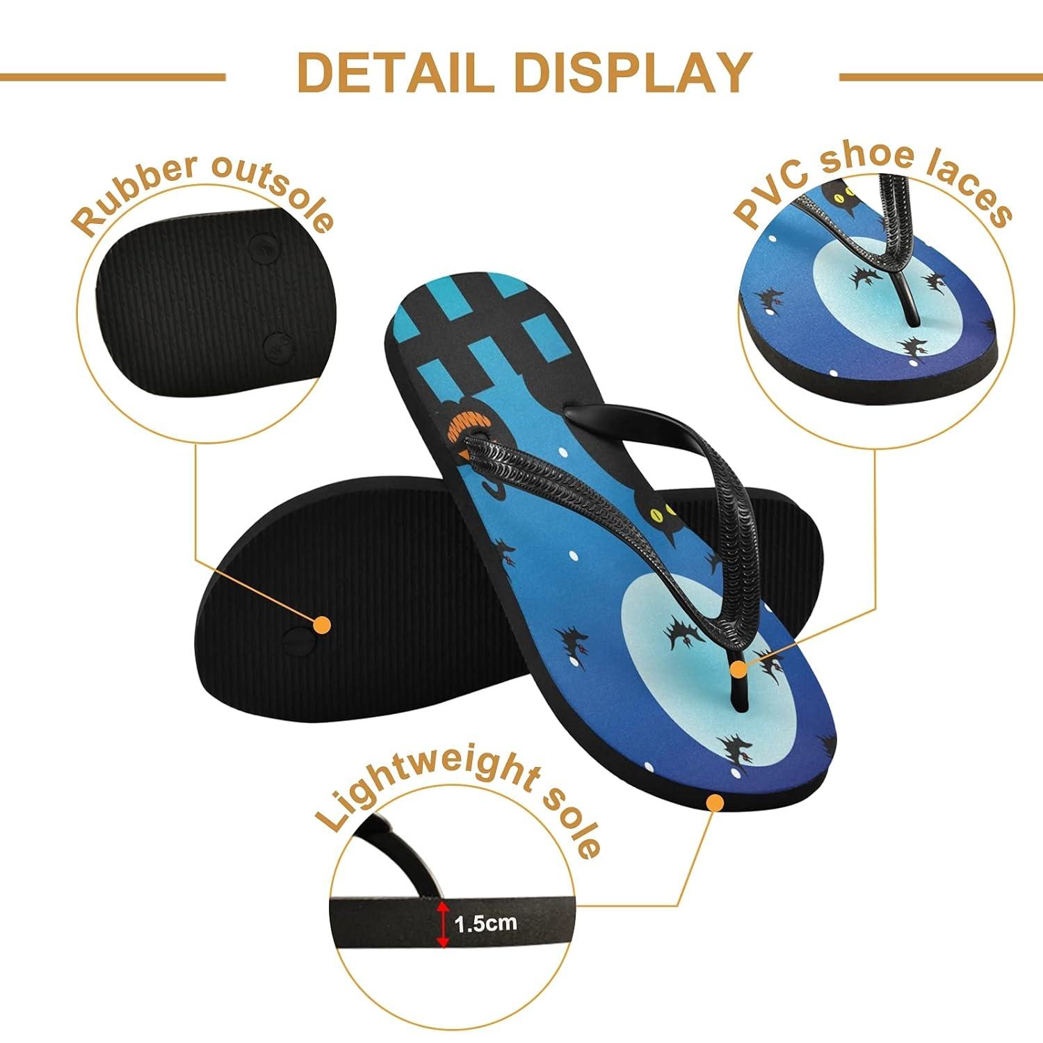 Mnsruu Halloween Flip Flops - Pumpkin Bat Owl & Castle Designs | Fun ...