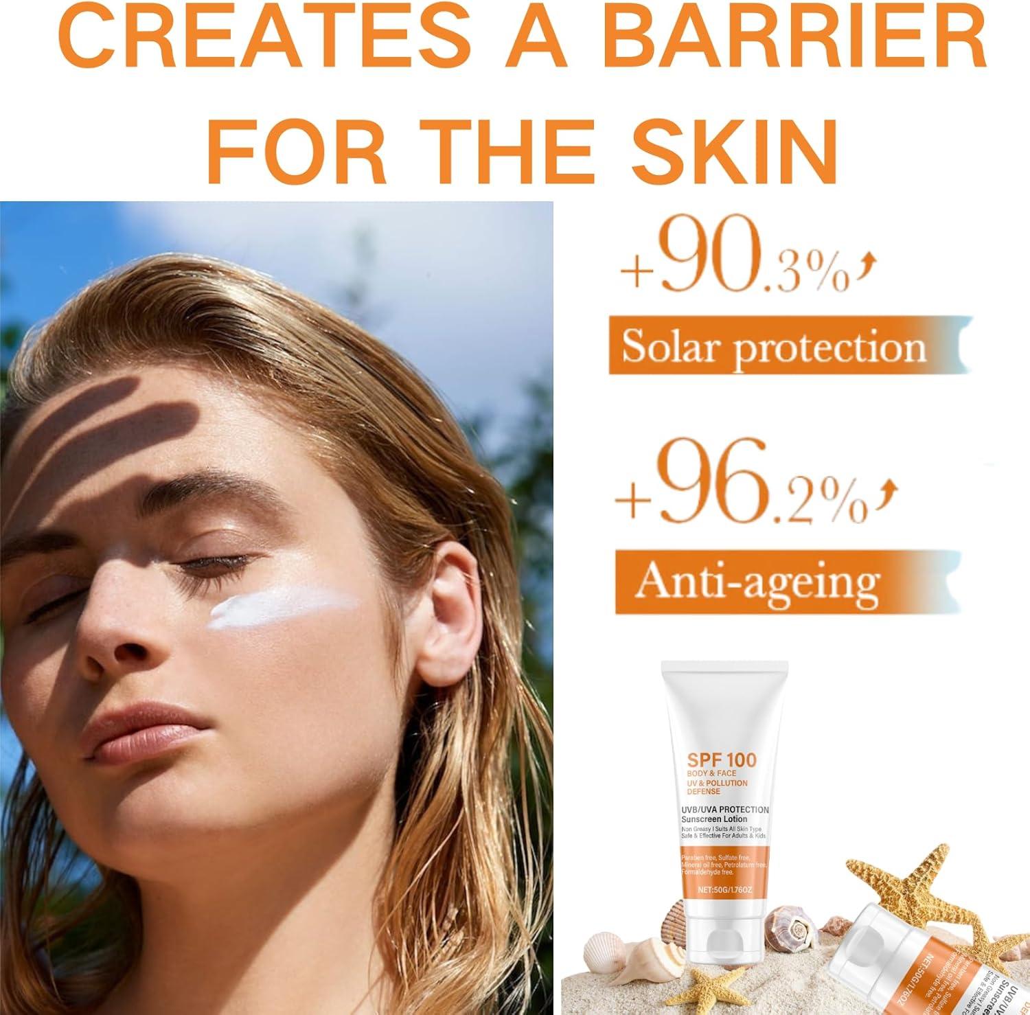 Sunscreen Spf 100 - Face Sunscreen - Waterproof Sun Cream with Spf 100 ...