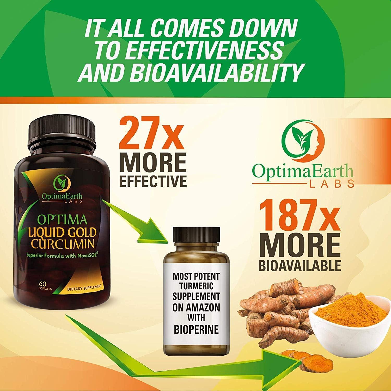 OptimaEarth Liquid Gold Curcumin w/NovaSOL - Turmeric Supplement for ...