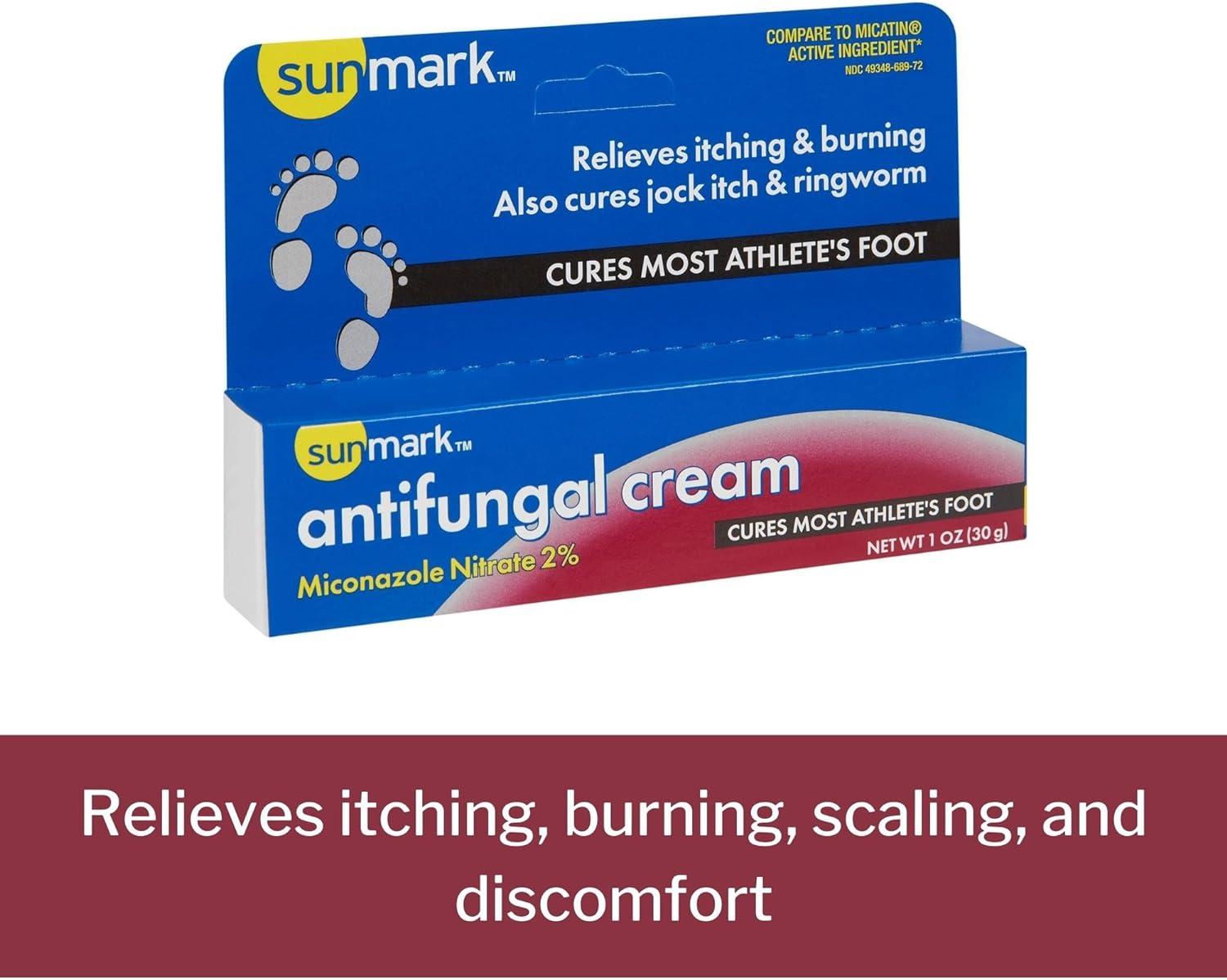 Sunmark Antifungal Cream 2% Miconazole Nitrate - Relieves Athlete's ...