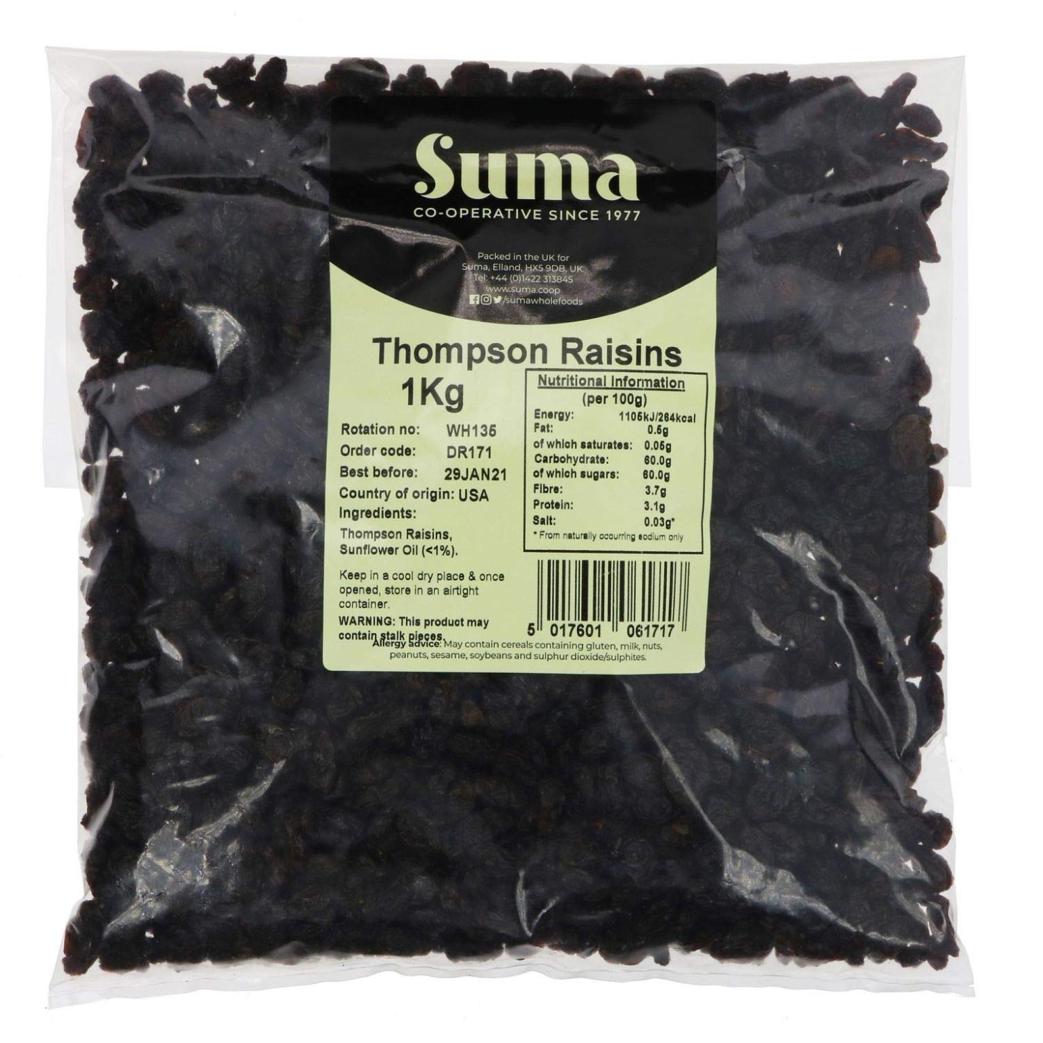 Suma Bagged Down Thompson Raisins 1 kg | Buy Now in International ...